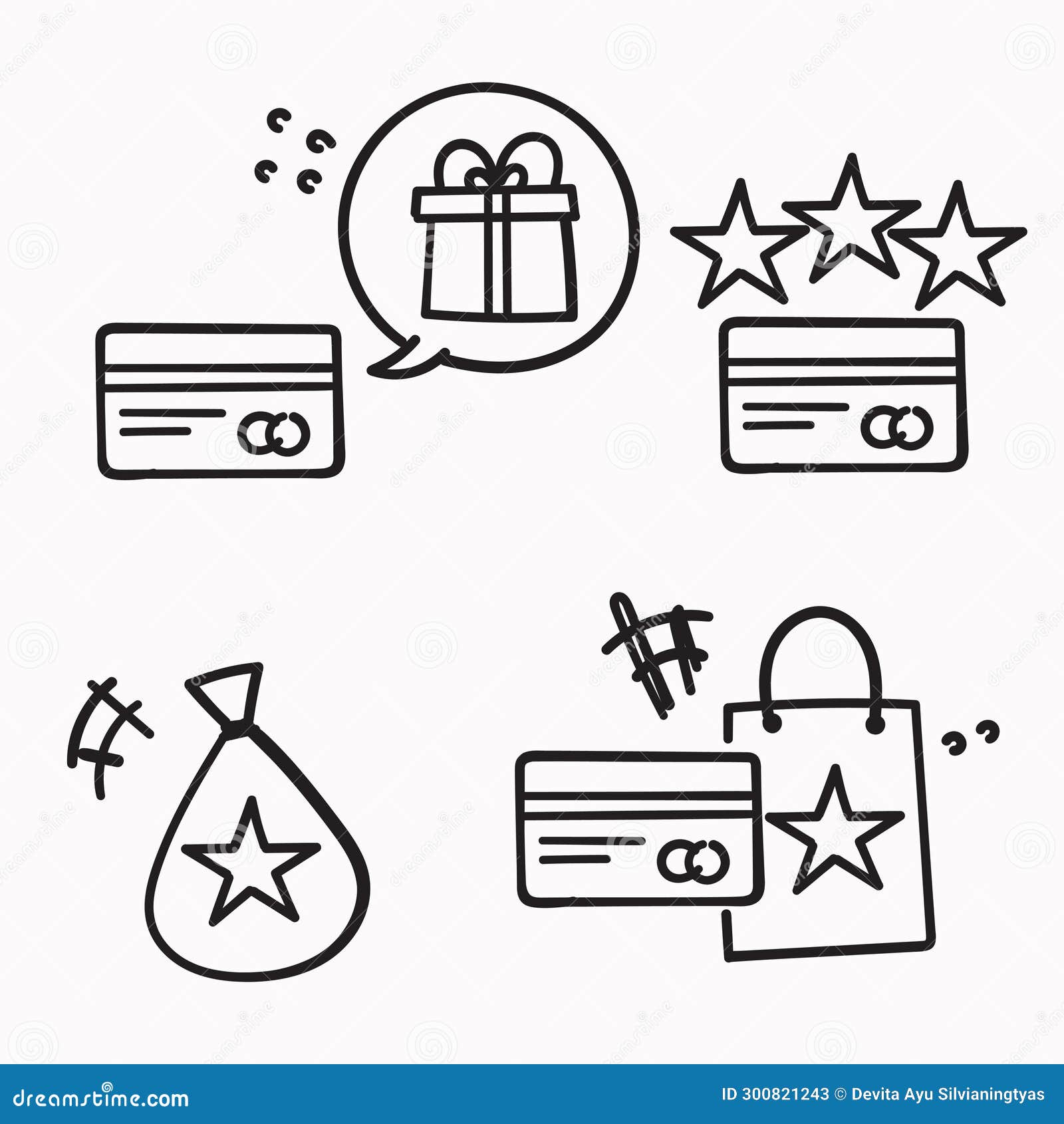 Hand Drawn Doodle Credit Card Loyalty Program Illustration Stock ...