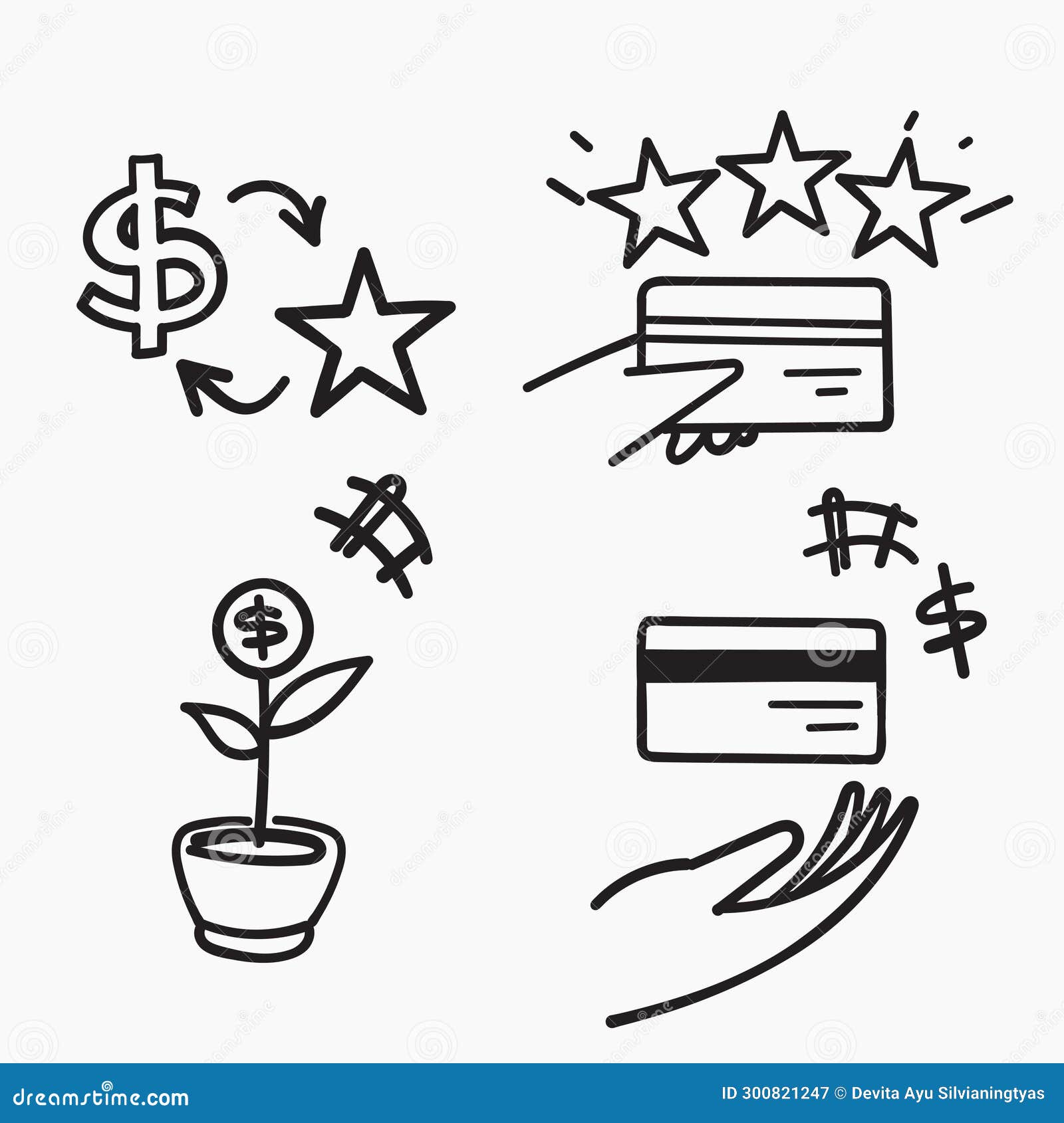 Hand Drawn Doodle Credit Card Loyalty Program Illustration Stock ...