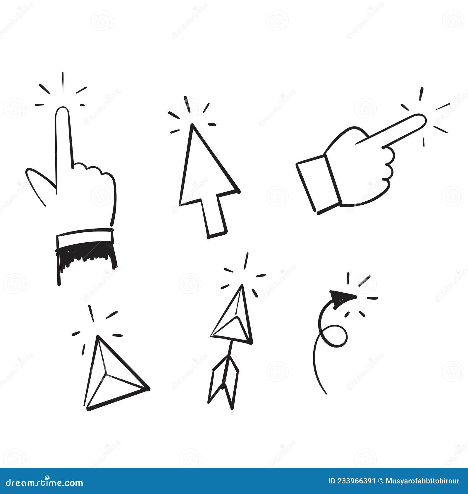 Hand Drawn Doodle Cursor Icon Illustration Vector Stock Vector ...