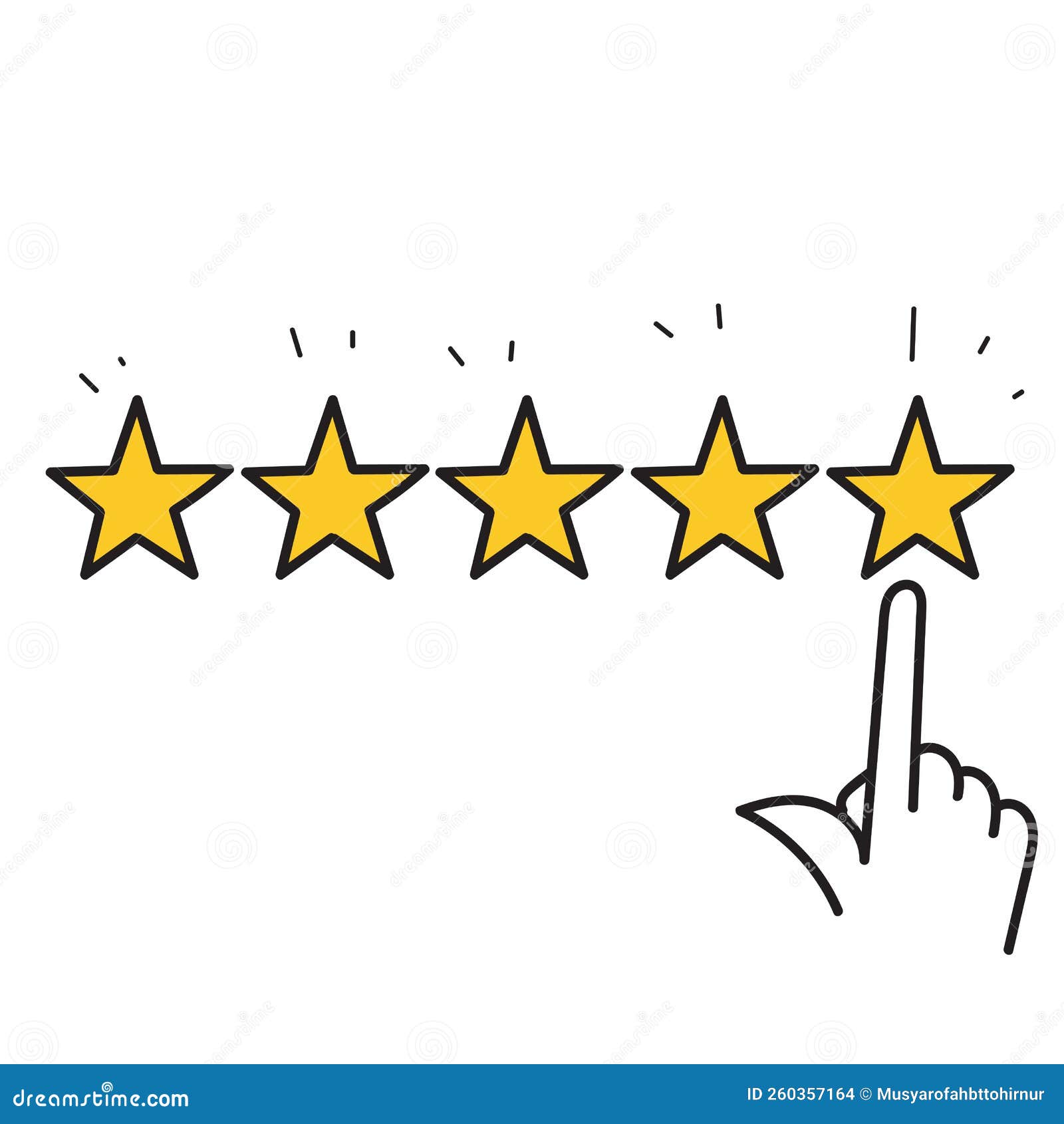 Hand Drawn Doodle Customer Review Five Star Illustration Vector Stock ...