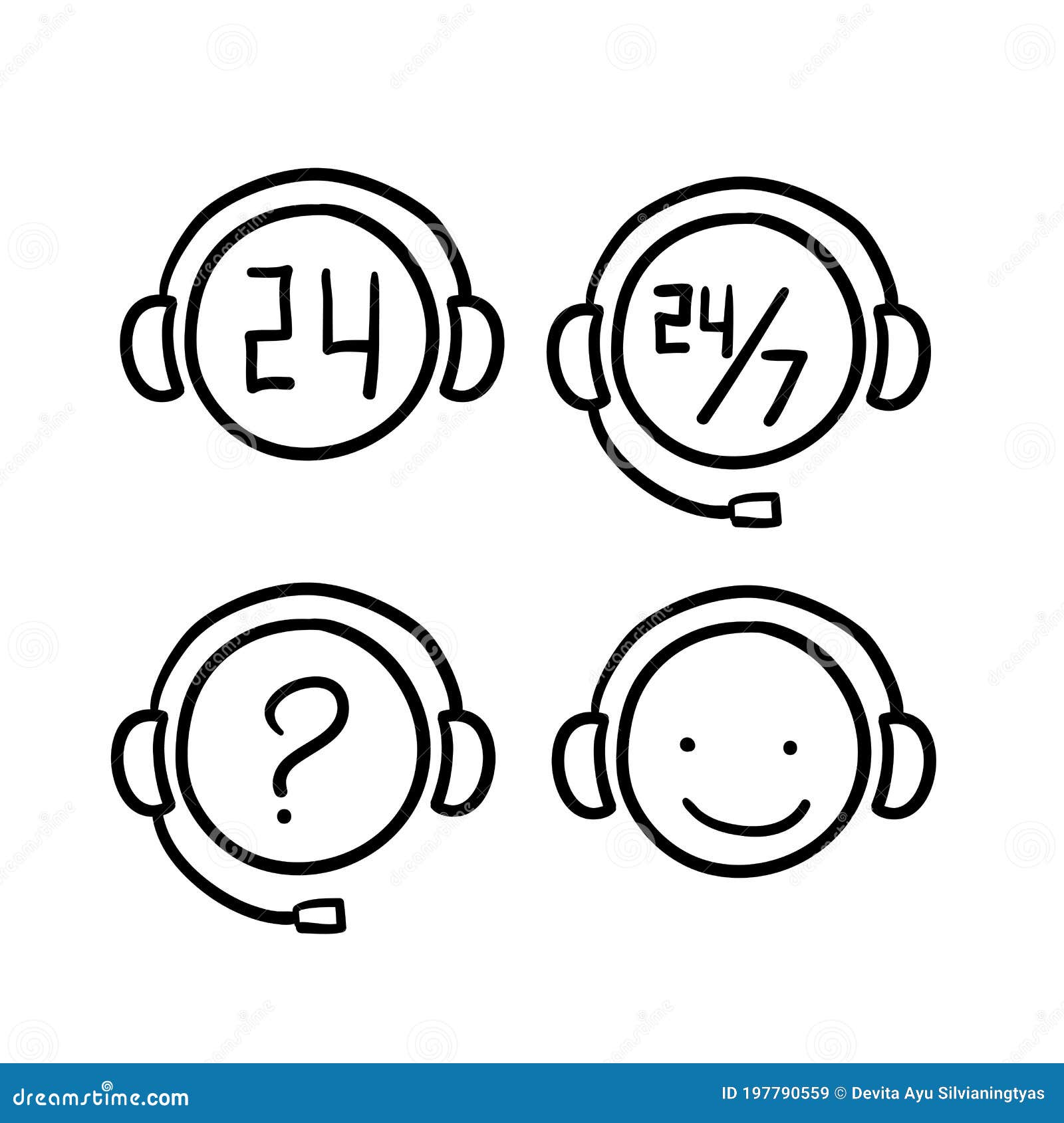 Hand Drawn Doodle Customer Support Icon Illustration Vector Isolated ...