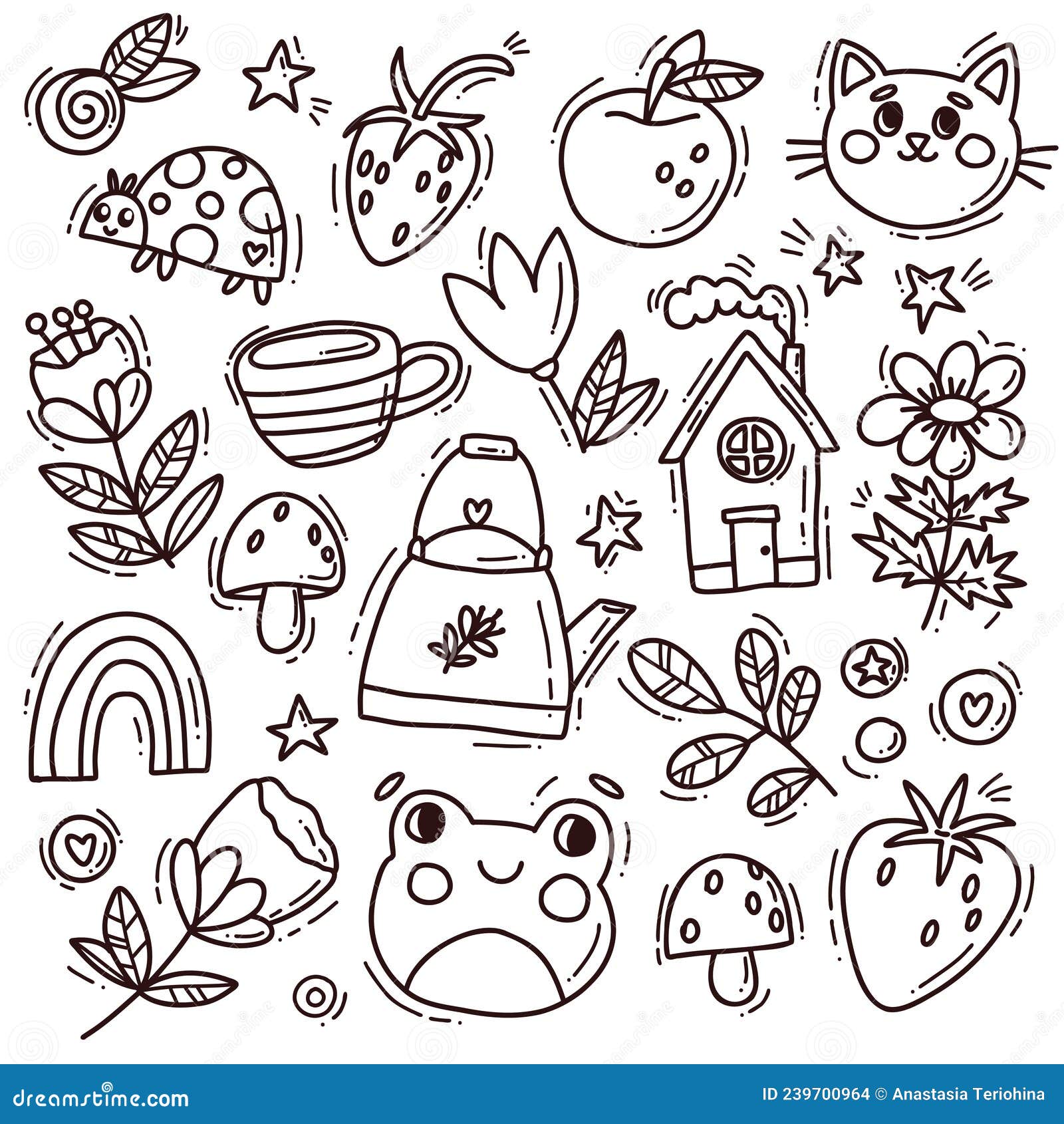 Hand drawn doodle cute set stock vector. Illustration of drawing ...