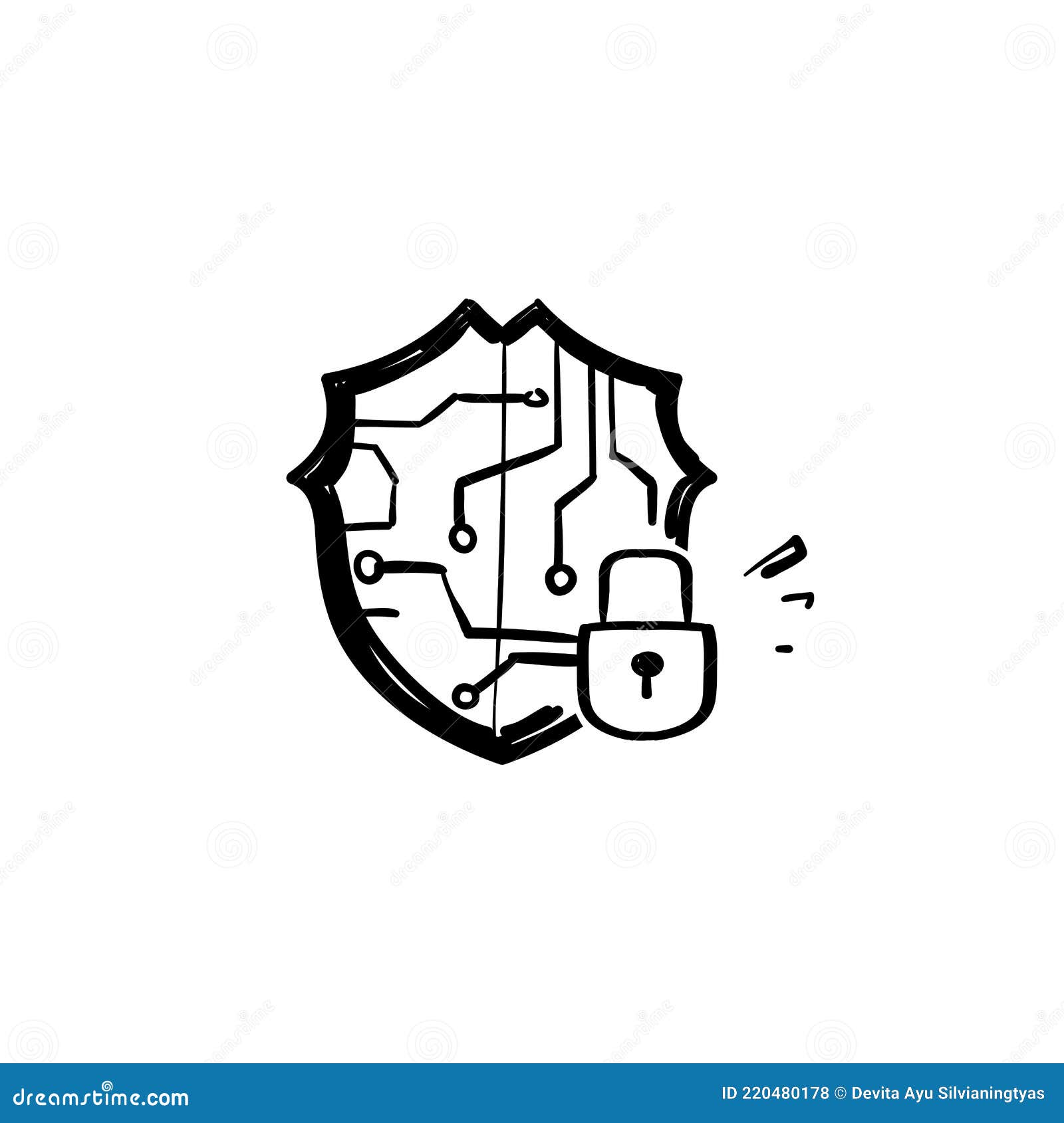 Hand Drawn Doodle Cyber Security Icon Illustration Vector Stock Vector ...