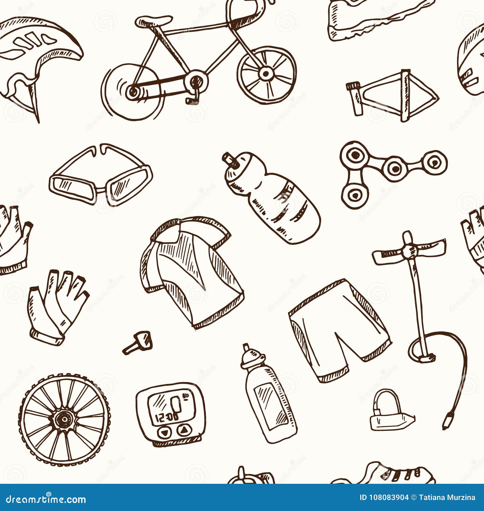 Hand Drawn Doodle Cycle Racing Seamless Pattern Stock Vector ...