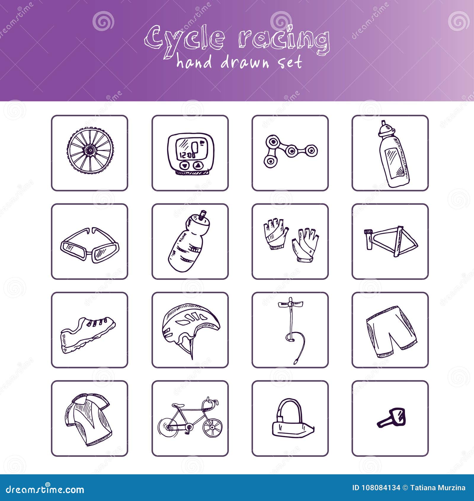 Hand Drawn Doodle Cycle Racing Set. Stock Vector - Illustration of ...