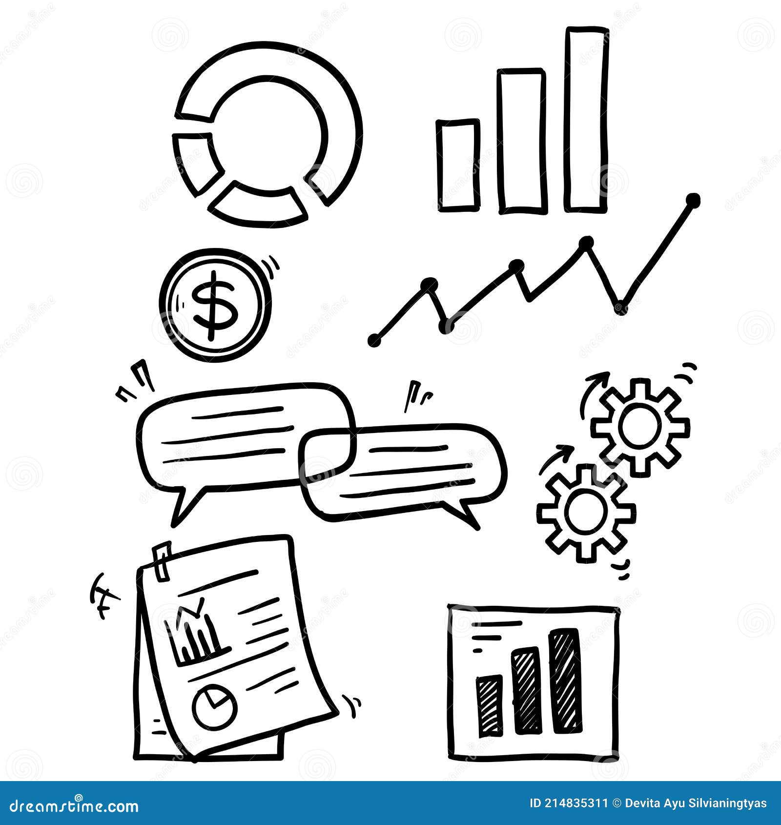 Hand Drawn Doodle Data Abstract Concept Vector Illustration Set ...