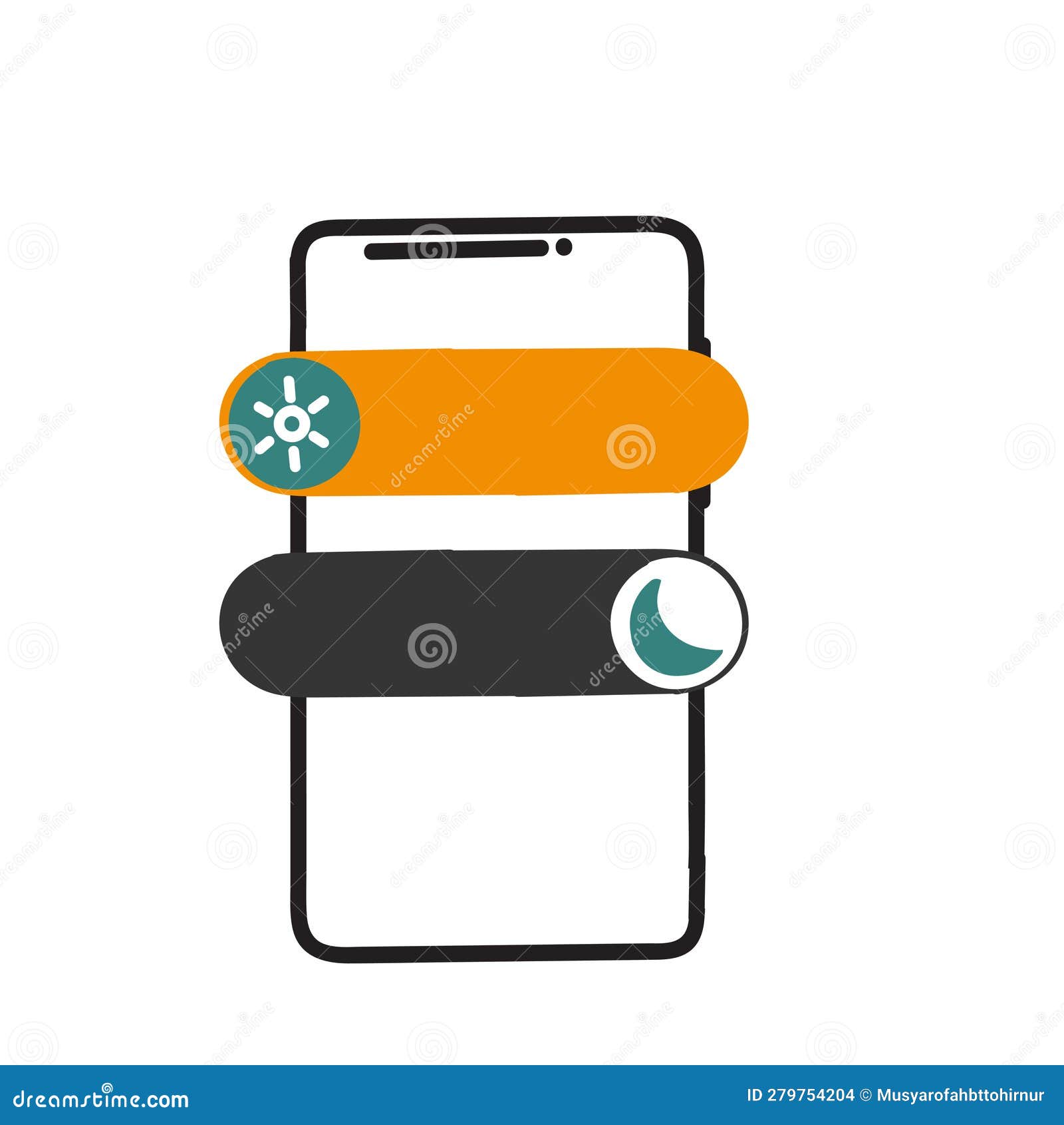 Hand Drawn Doodle Day and Night Mode Switch Icon on Mobile Phone ...