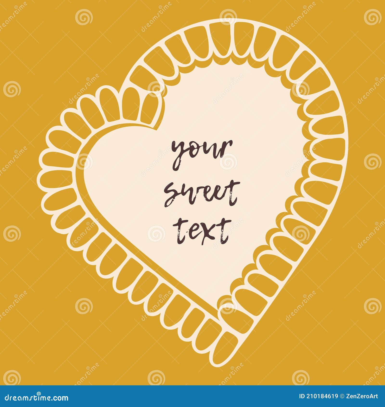 Hand Drawn, Doodle Decorative Frame Illustration in Shape of Heart for ...