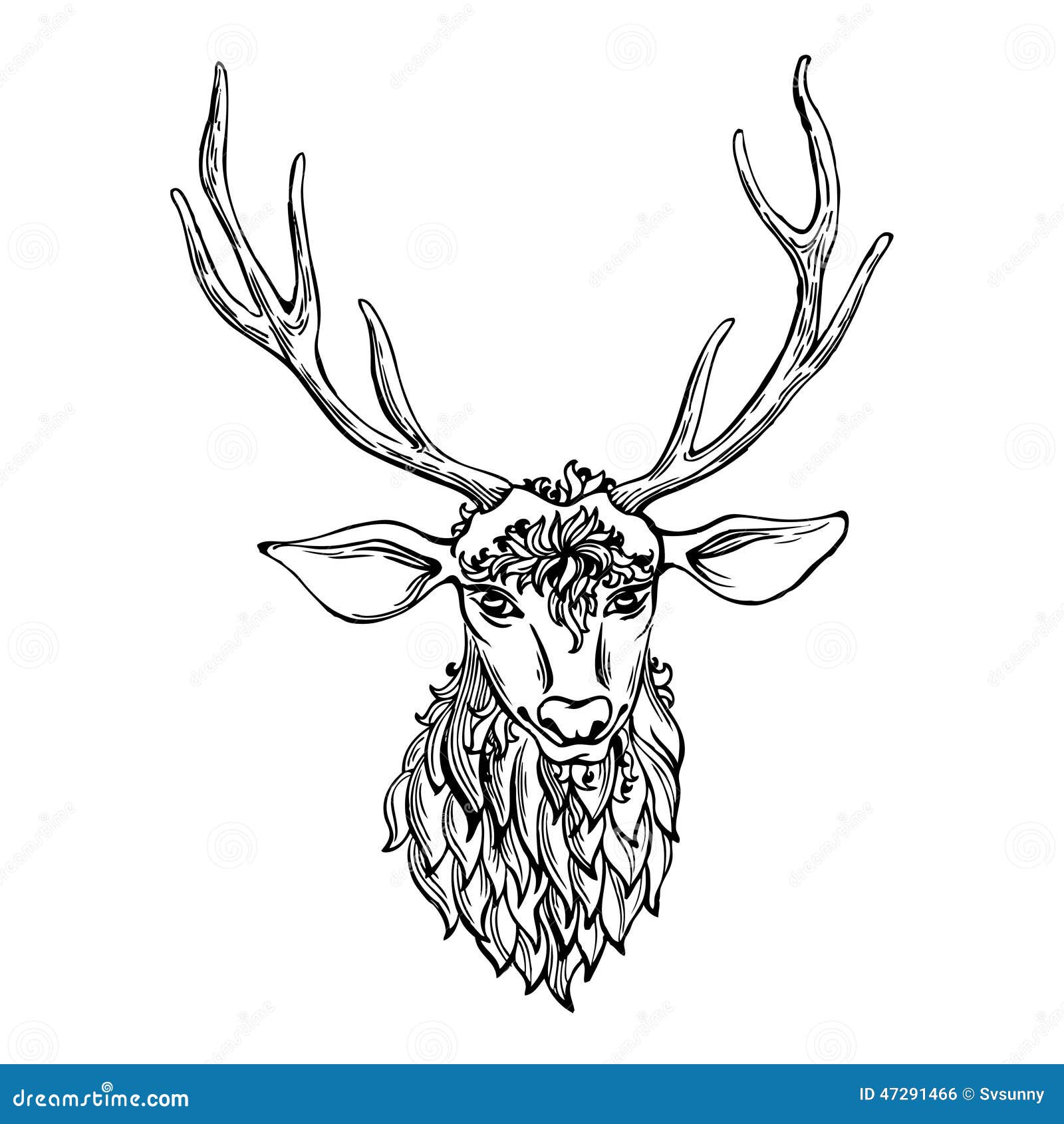 Hand drawn doodle deer stock vector. Illustration of brush - 47291466