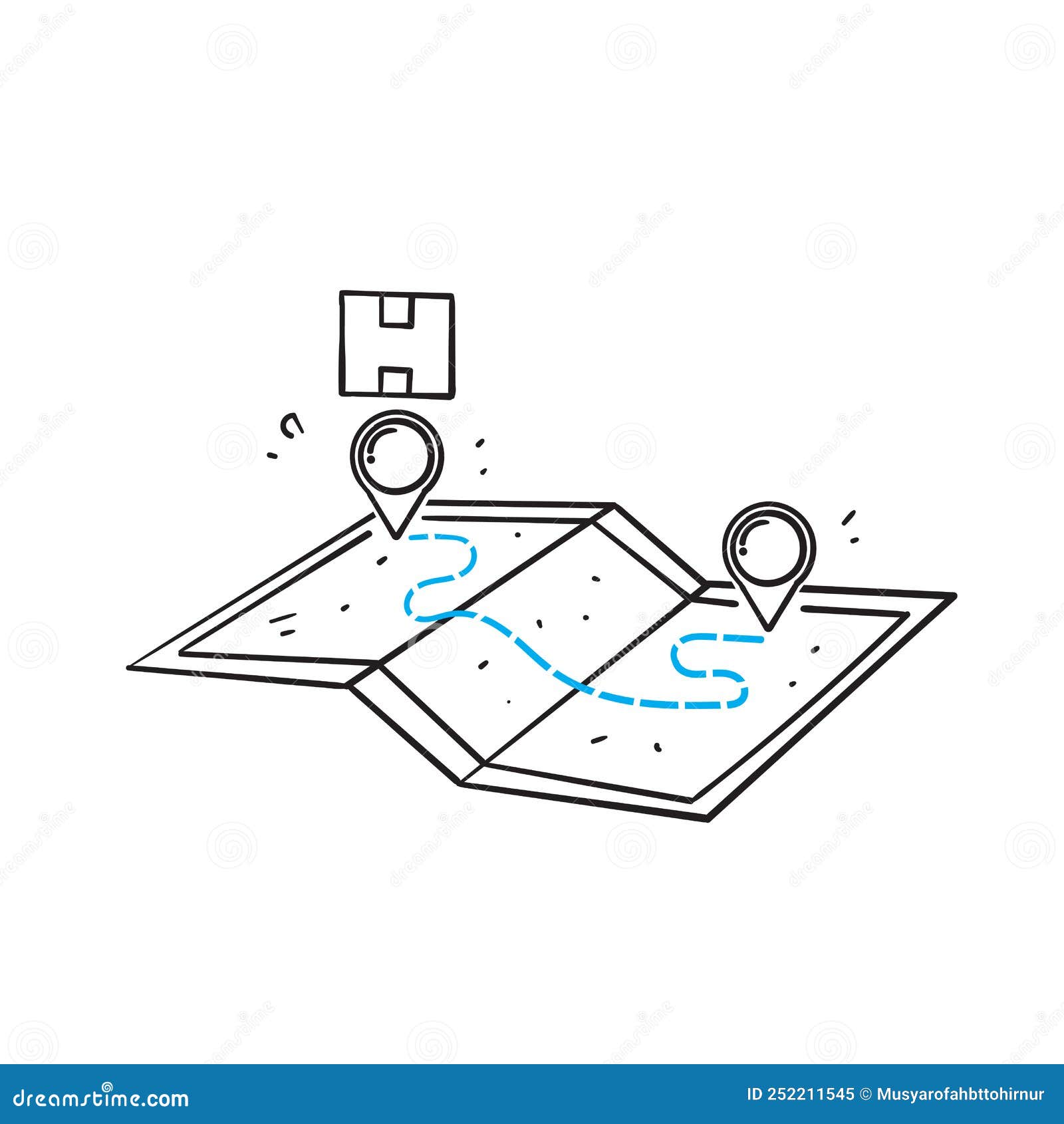 Hand Drawn Doodle Delivery Pin Location Destination Illustration Stock ...