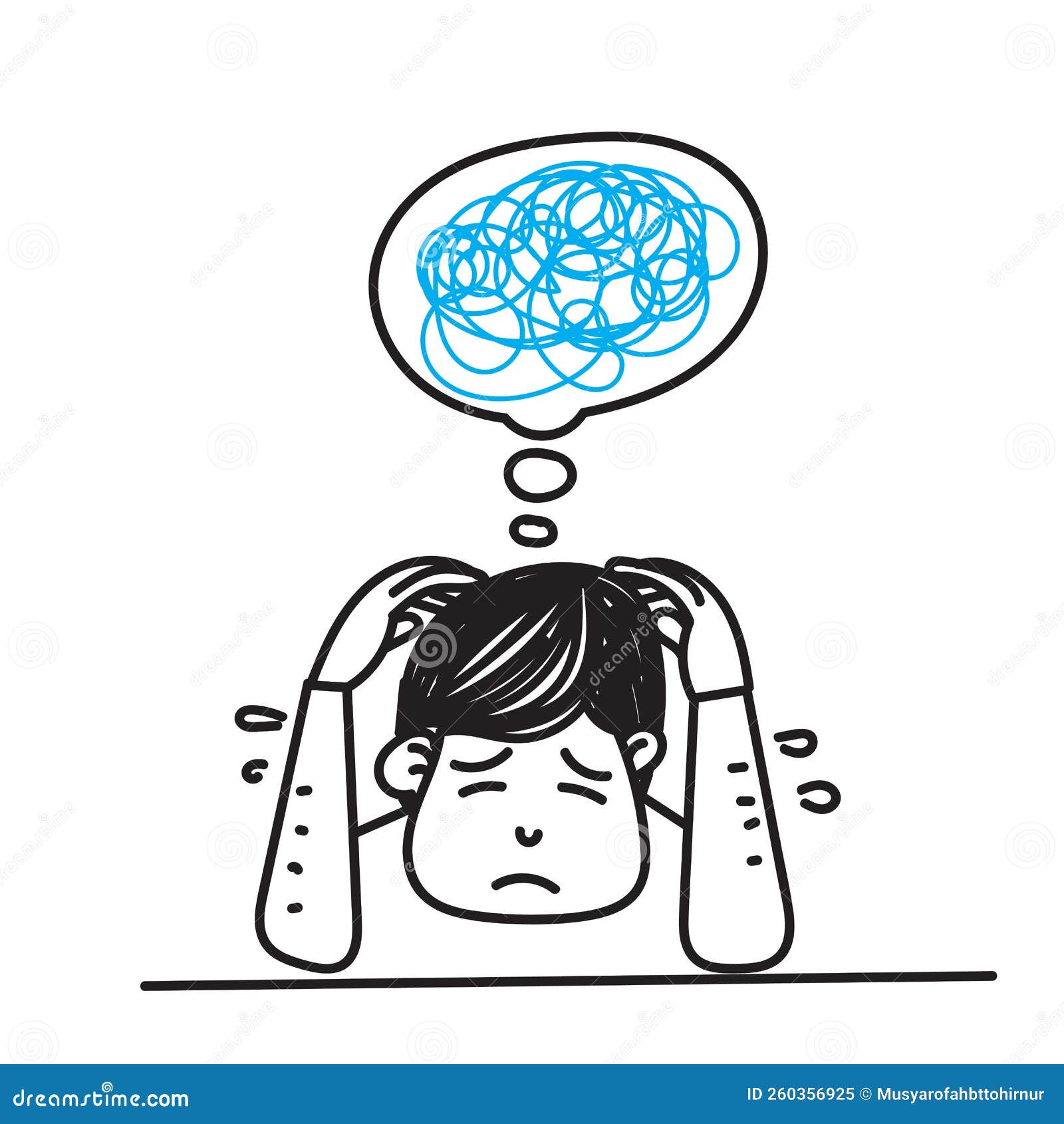 Hand Drawn Doodle Depression and Confused Person Illustration Stock ...