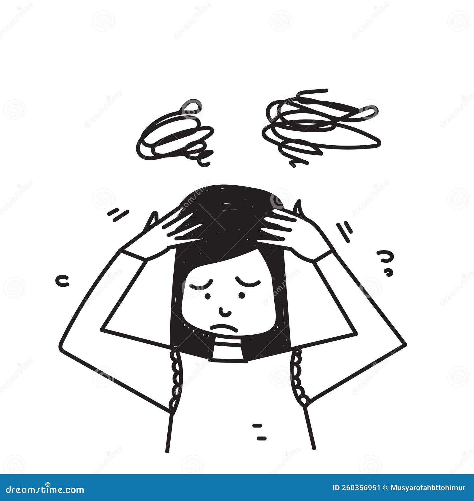 Hand Drawn Doodle Depression and Confused Person Illustration Stock ...