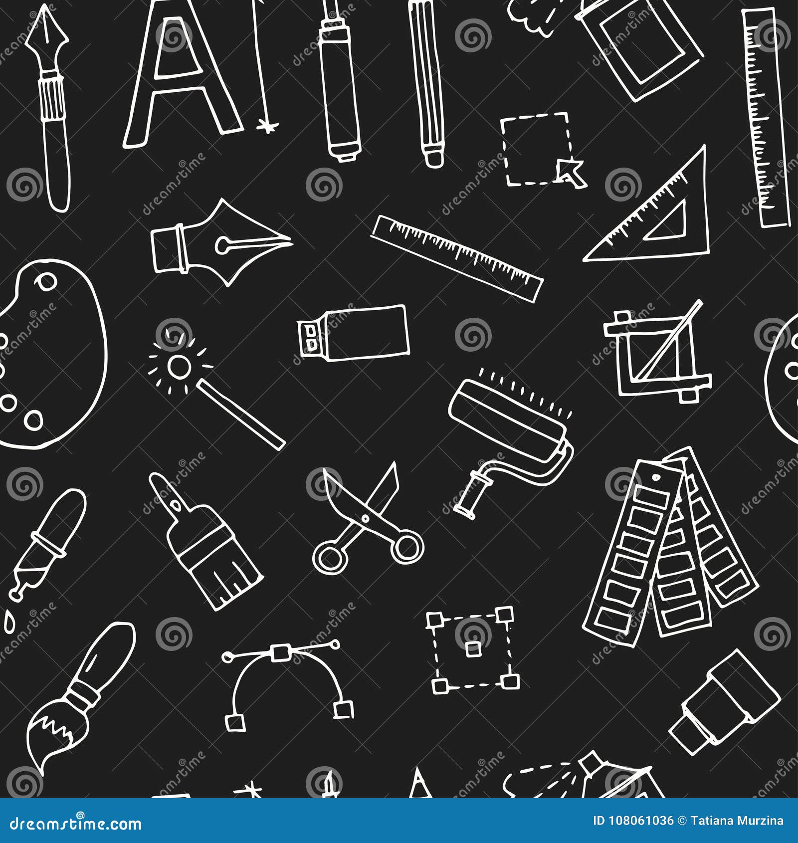 Hand Drawn Doodle Design Tools Seamless Pattern Stock Vector ...