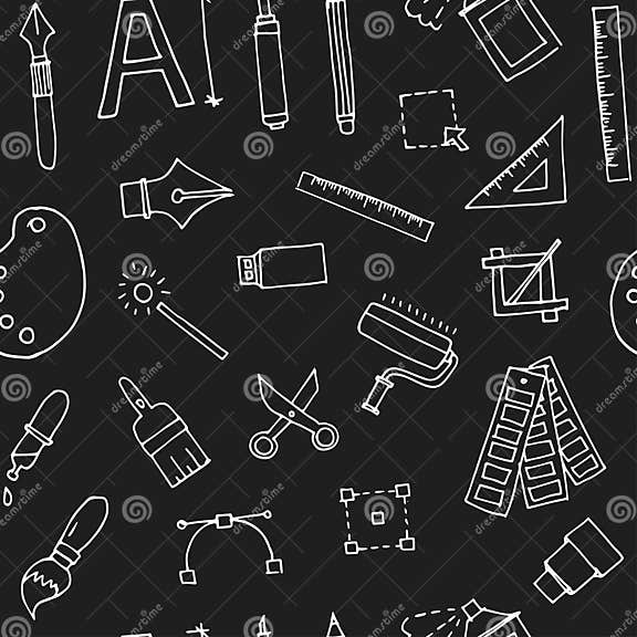 Hand Drawn Doodle Design Tools Seamless Pattern Stock Vector ...