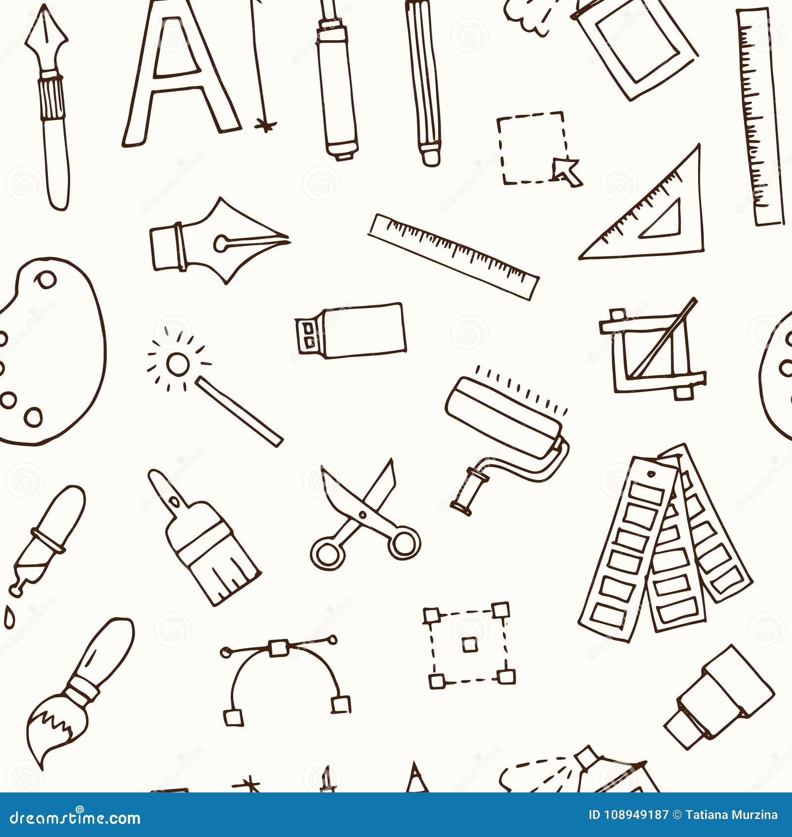 Hand Drawn Doodle Design Tools Seamless Pattern Stock Vector ...