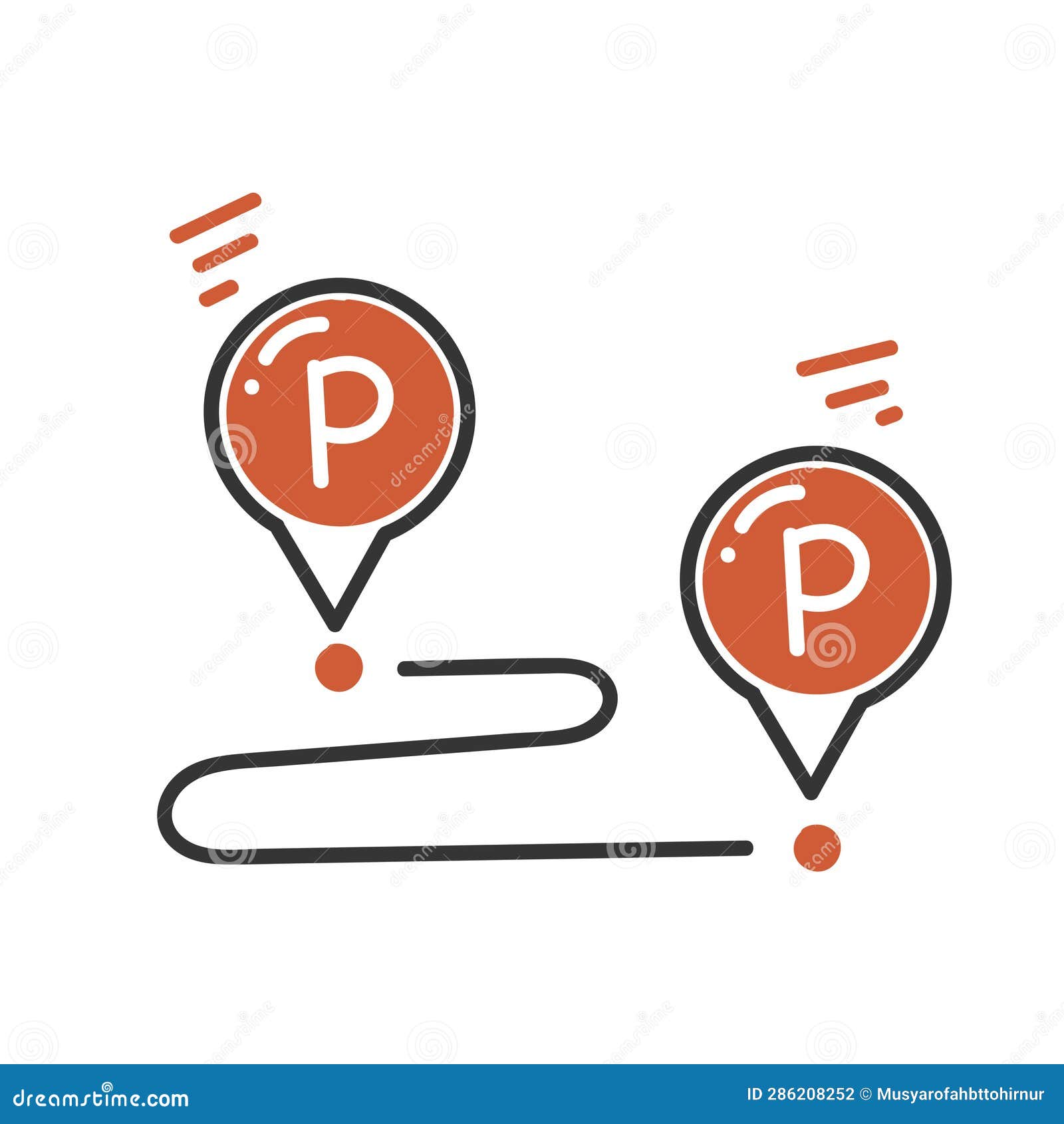 Hand Drawn Doodle Destination Pointer with Letter P Illustration Vector ...