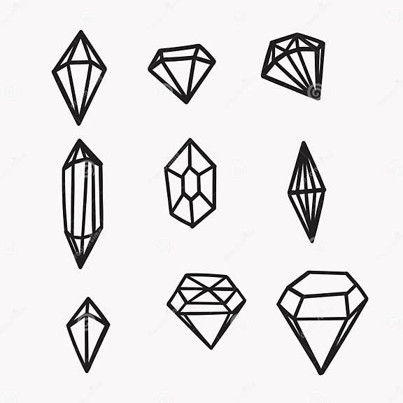 Hand Drawn Doodle Diamond Doodle Illustration Collection Stock Vector ...