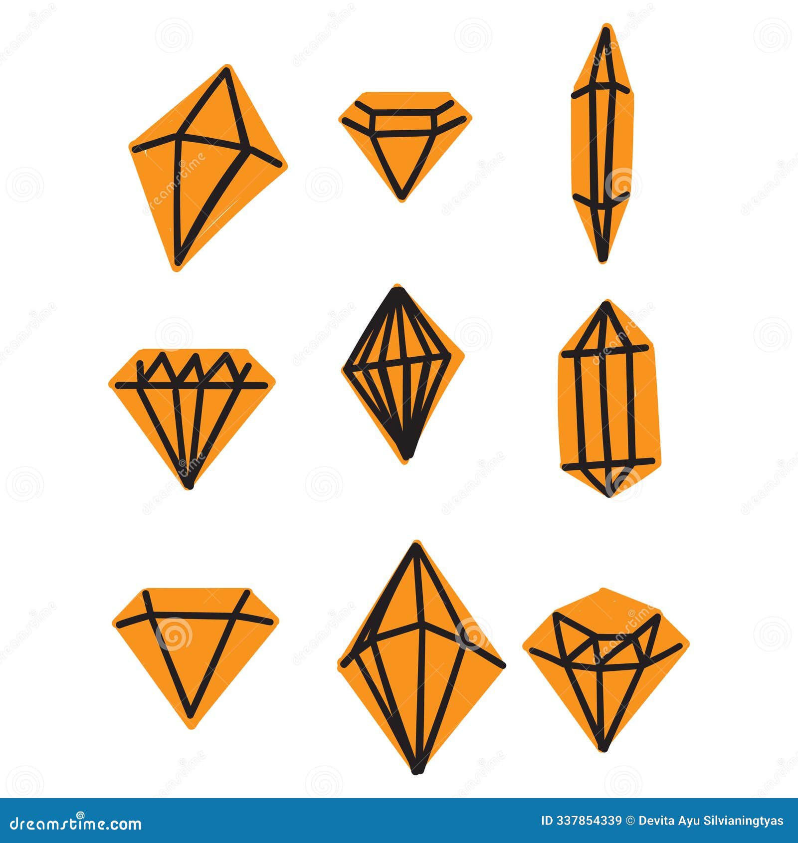 Hand Drawn Doodle Diamond Doodle Illustration Collection Stock Vector ...
