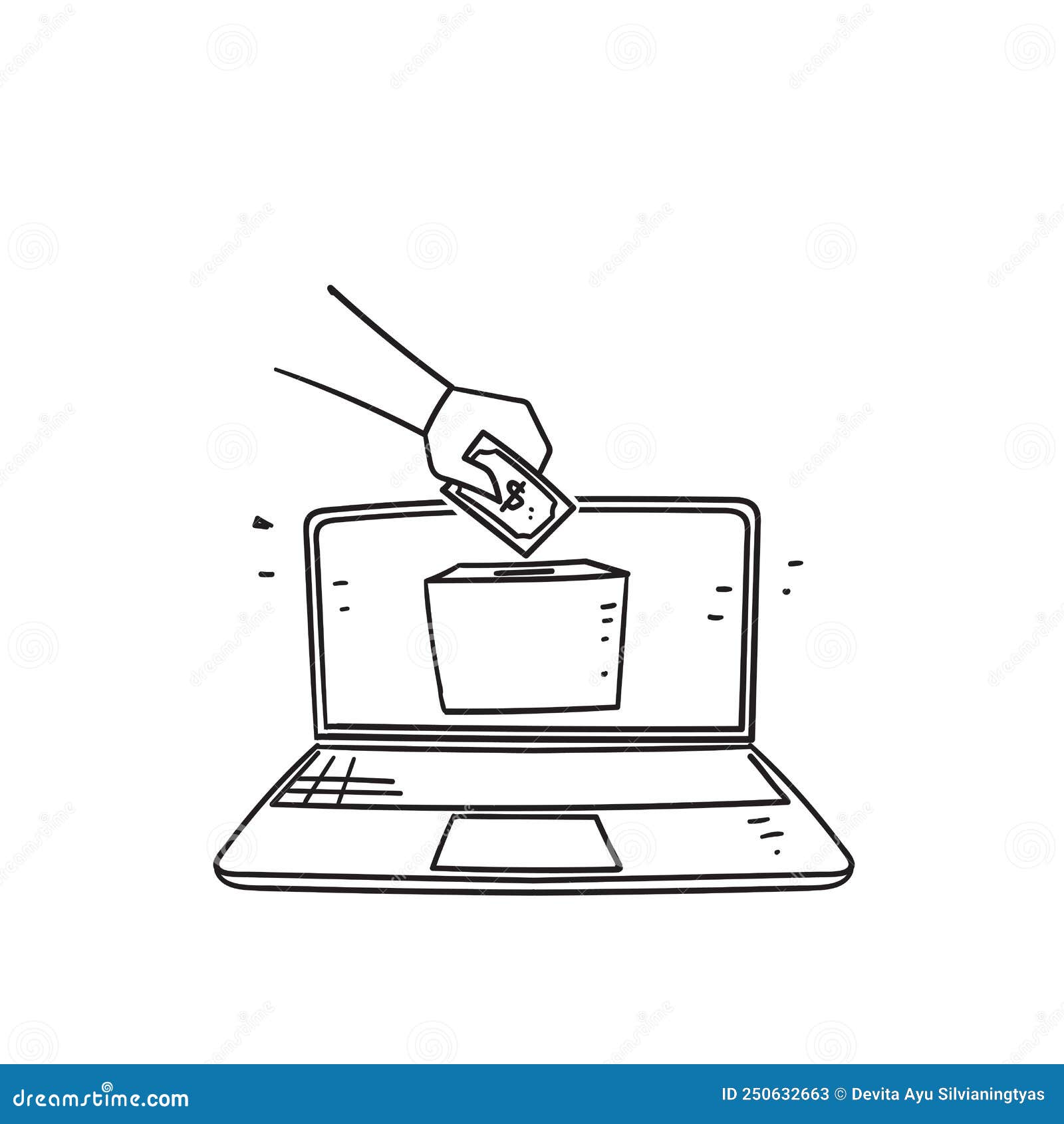 Hand Drawn Doodle Digital Donation Illustration Vector Stock Vector ...