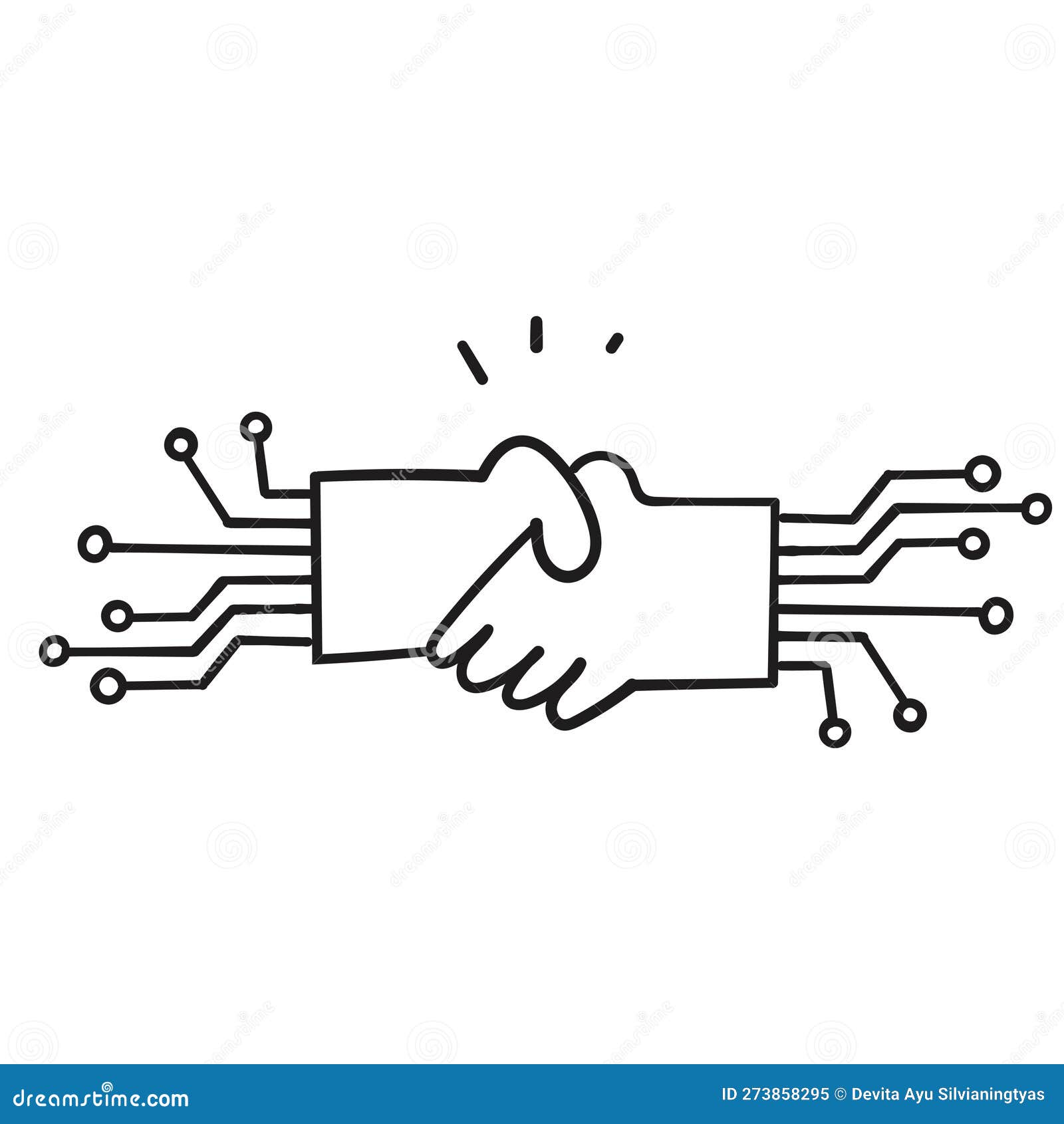 Digital Handshake Icon. Black Vector Illustration Isolated On White ...