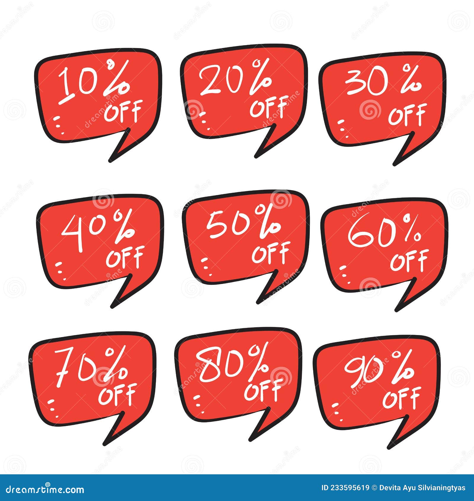 Hand Drawn Doodle Discount Prize Label Illustration Vector Isolated ...