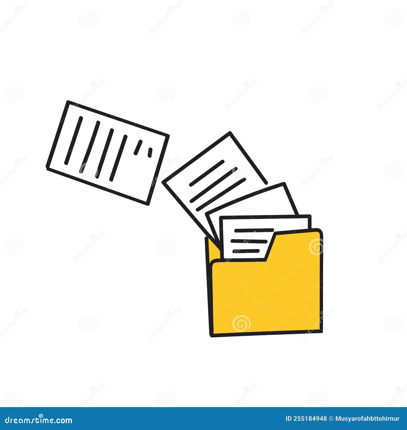 Hand Drawn Doodle Document Archive Icon Illustration Vector Stock ...