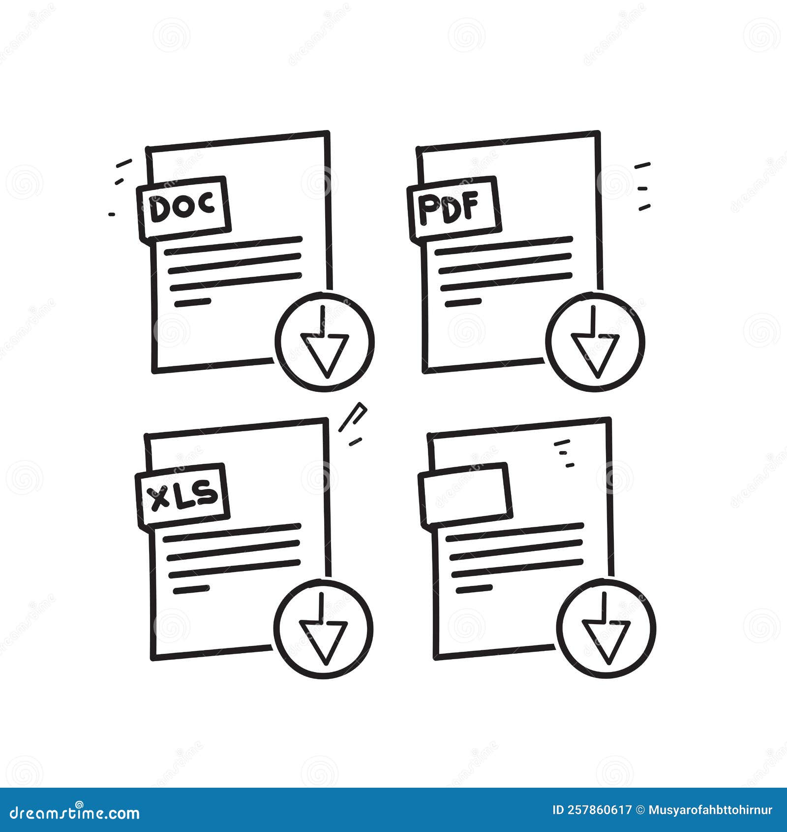 Hand Drawn Doodle Document File Icons Illustration Stock Vector ...