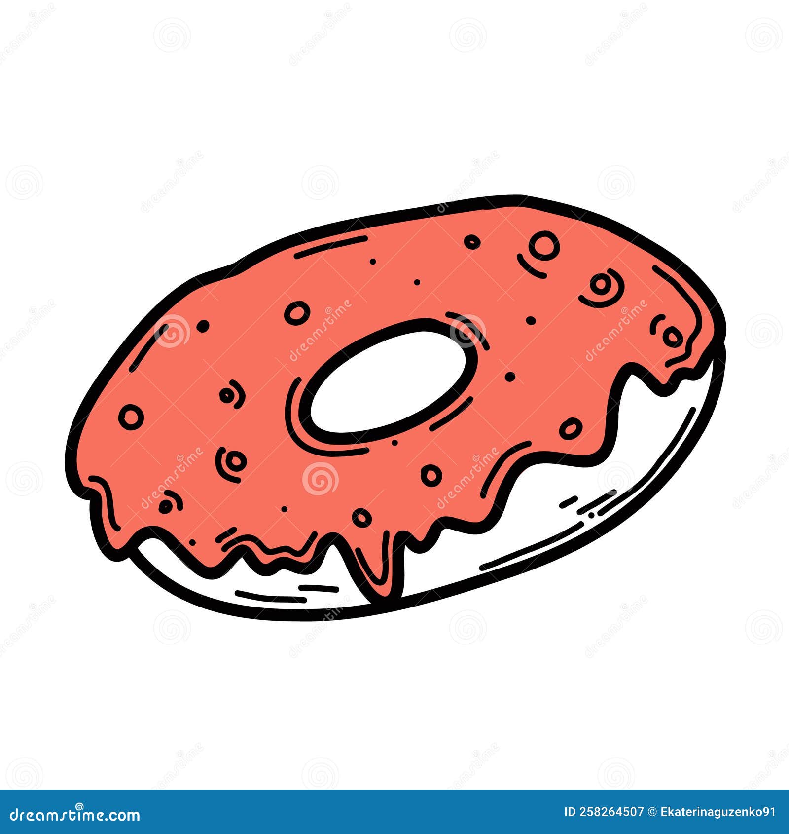 Hand Drawn Doodle Donut with Toping. Vector Bakery Stock Vector ...