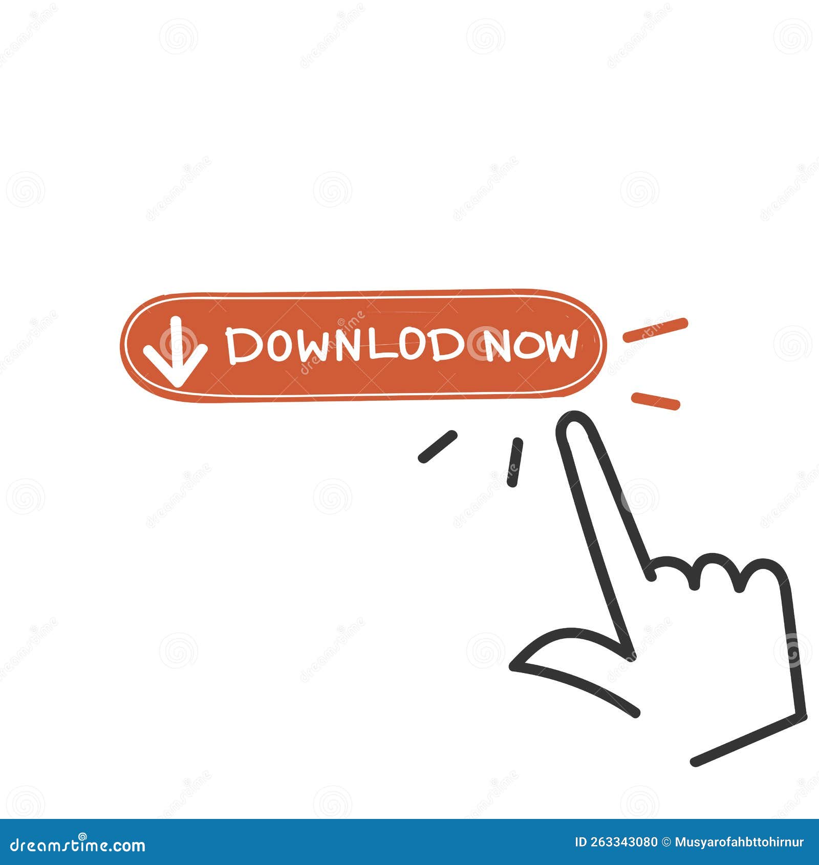 Hand Drawn Doodle Download Now Button Cursor Illustration Stock Vector ...