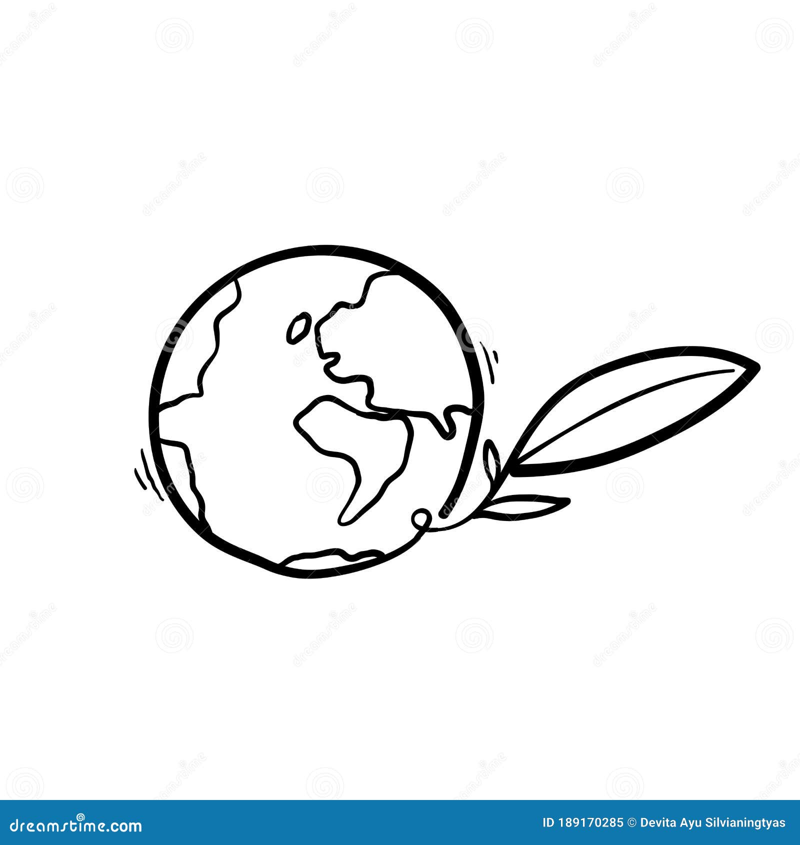 Hand Drawn Doodle Eart with Seed Plant Symbol for Eco Environment ...