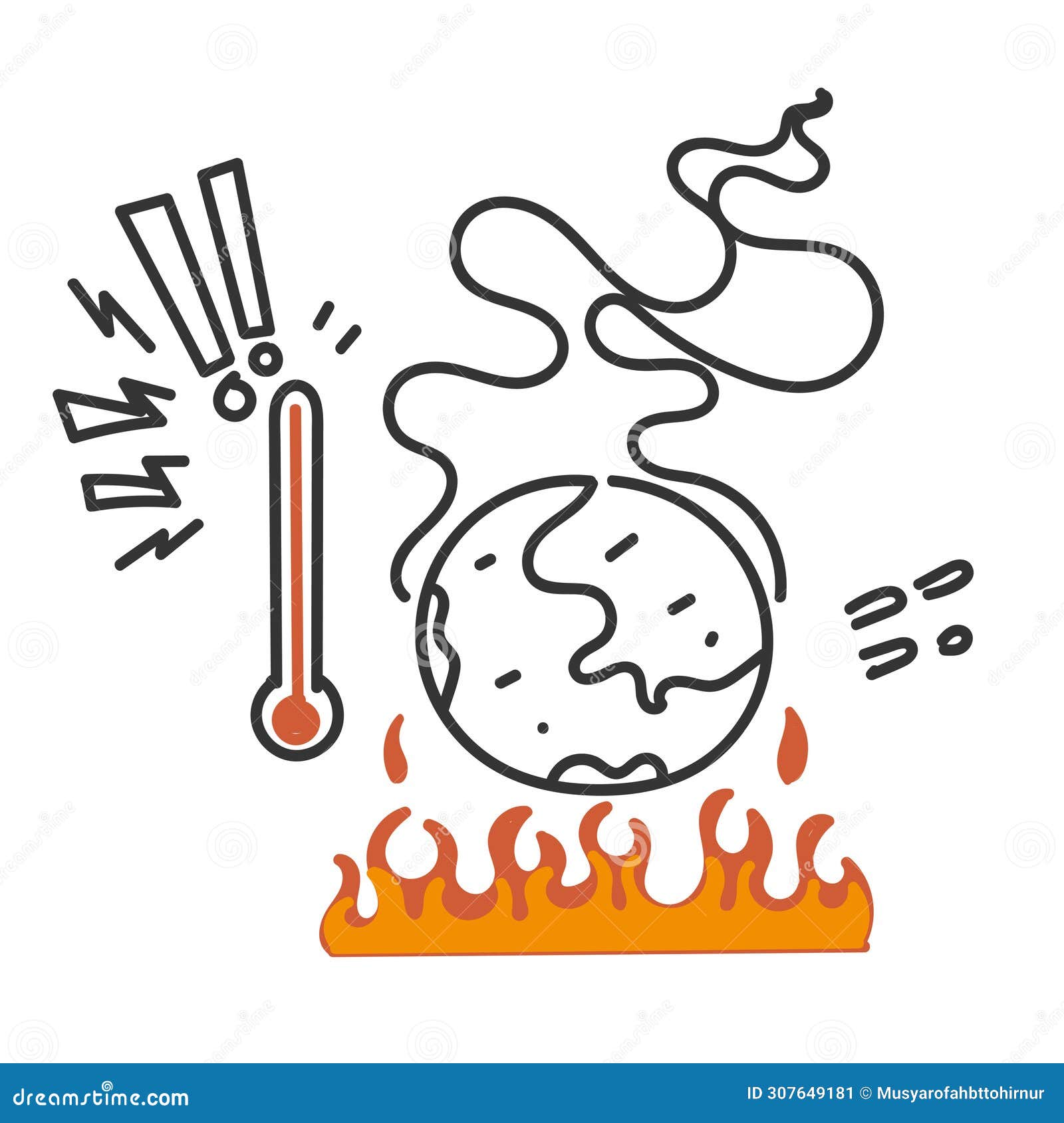 Hand Drawn Doodle the Earth Burned with Fire Illustration Stock Vector ...