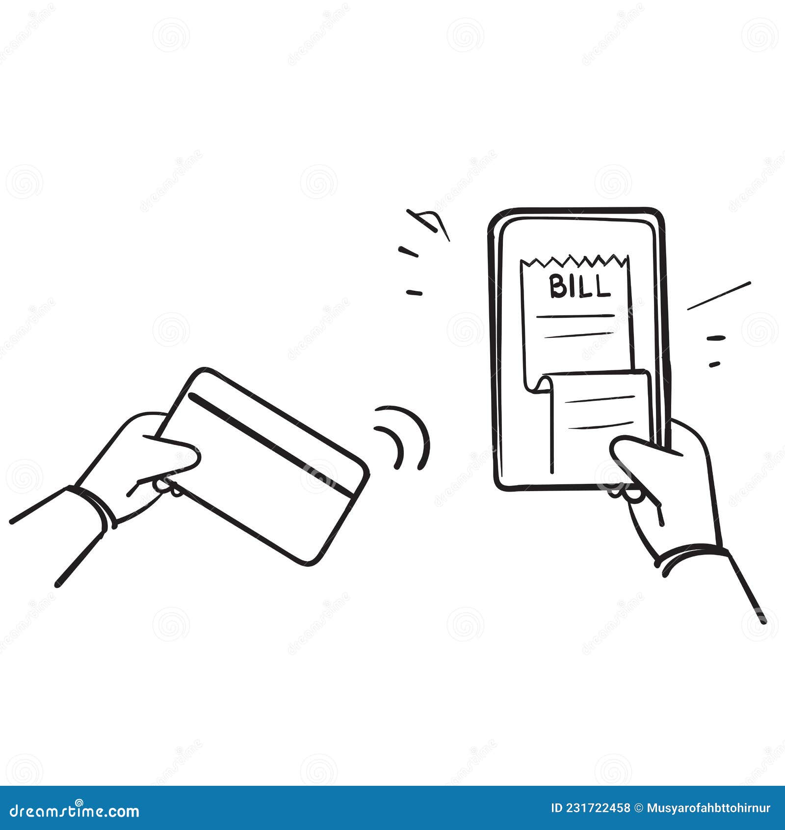 Hand Drawn Doodle Electronic Payment Bill Receipt Illustration Vector ...