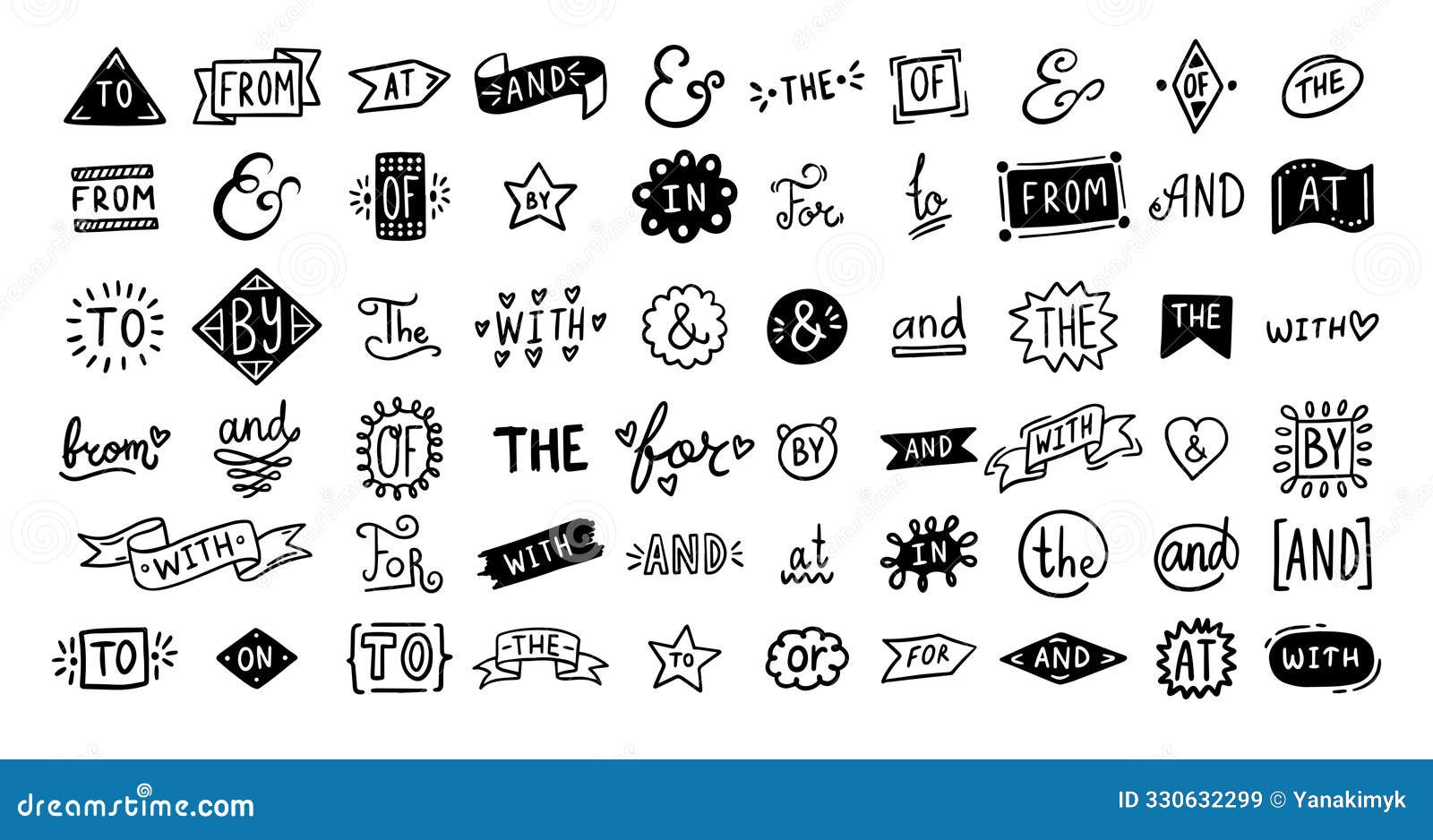 Hand Drawn Doodle Elements Set, Ampersands, Catchwords. Vintage Doodle ...