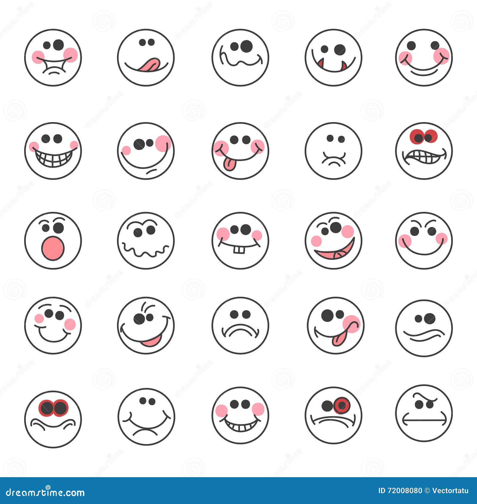 Hand Drawn Doodle Emoticons Stock Vector - Illustration of expression ...