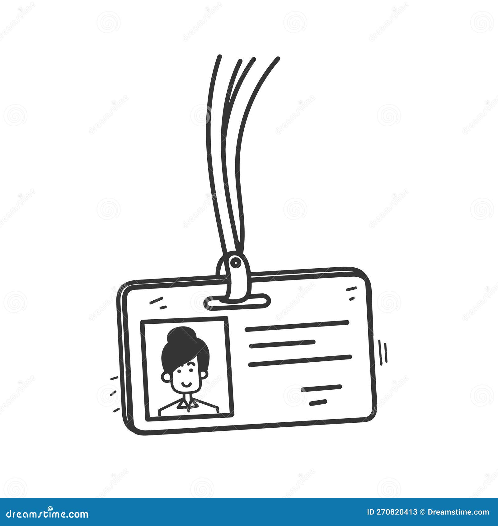 Hand Drawn Doodle Employee Card Id Illustration Vector Stock Vector ...