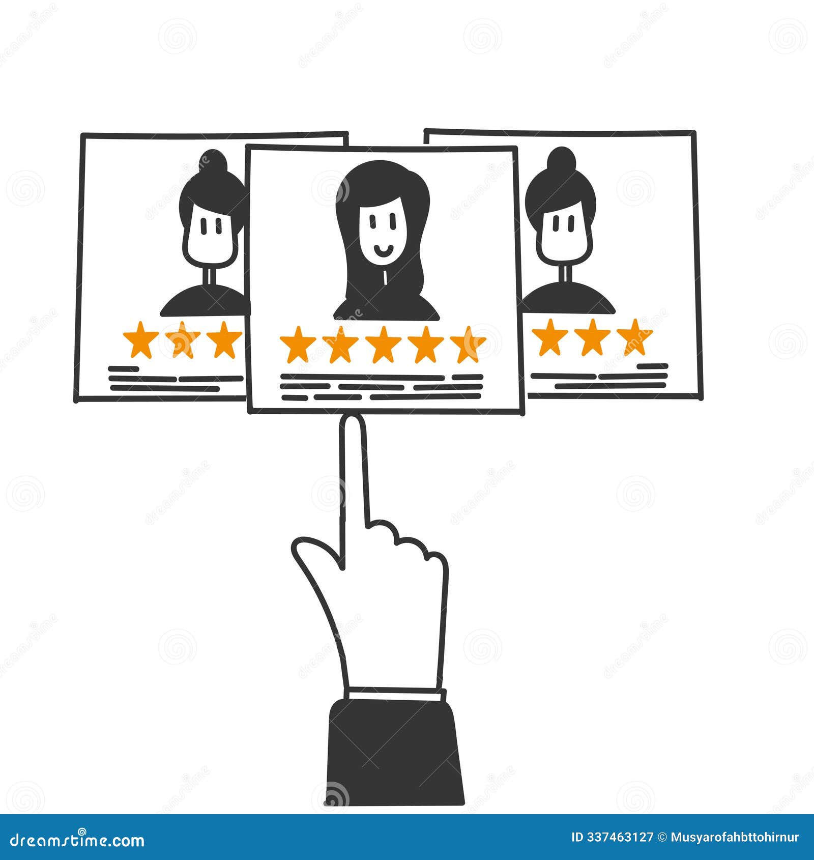 Hand Drawn Doodle Employee or Customer Performance Review Stars Stock ...