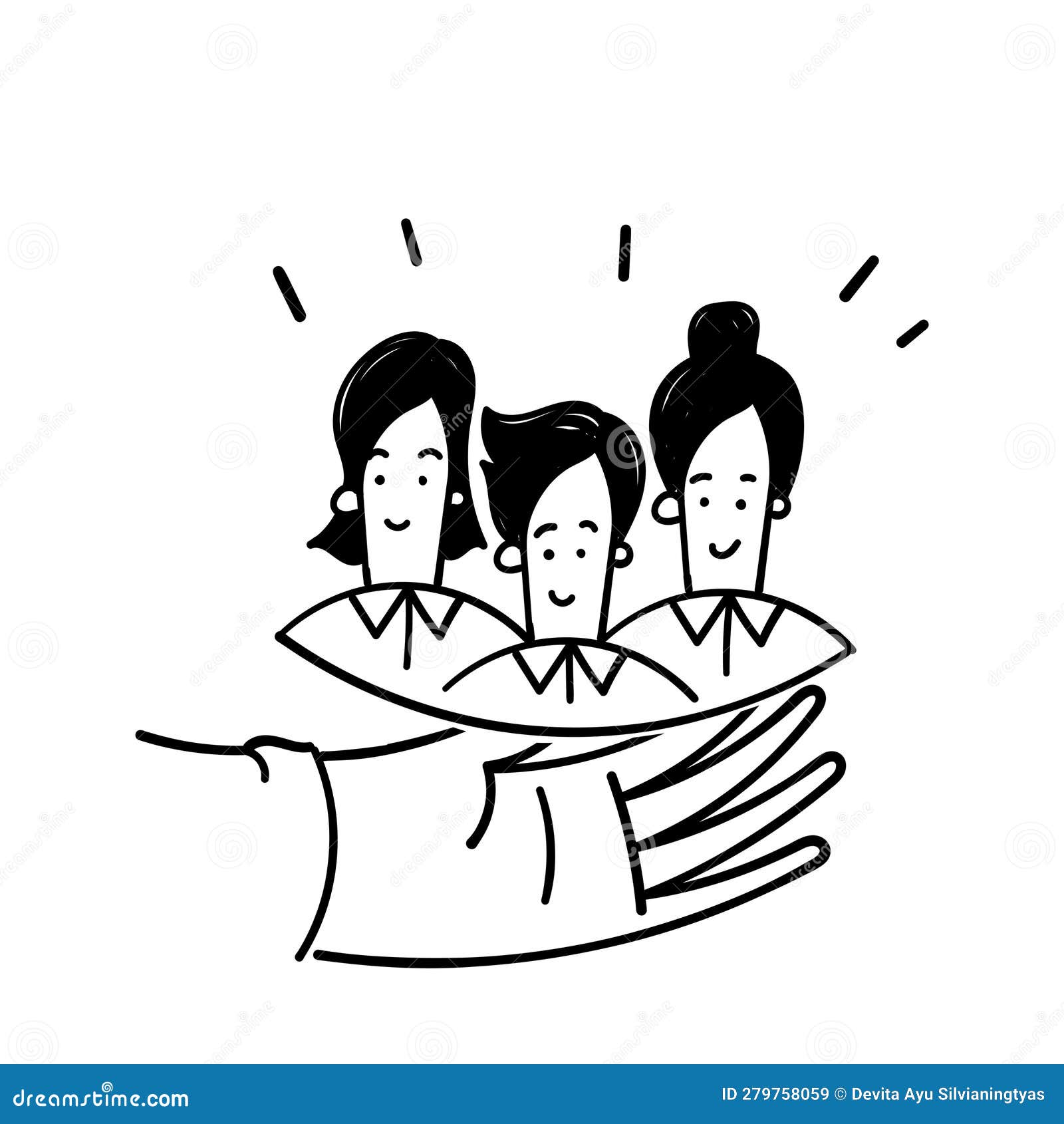Hand Drawn Doodle Employee or People Group Save Illustration Vector ...