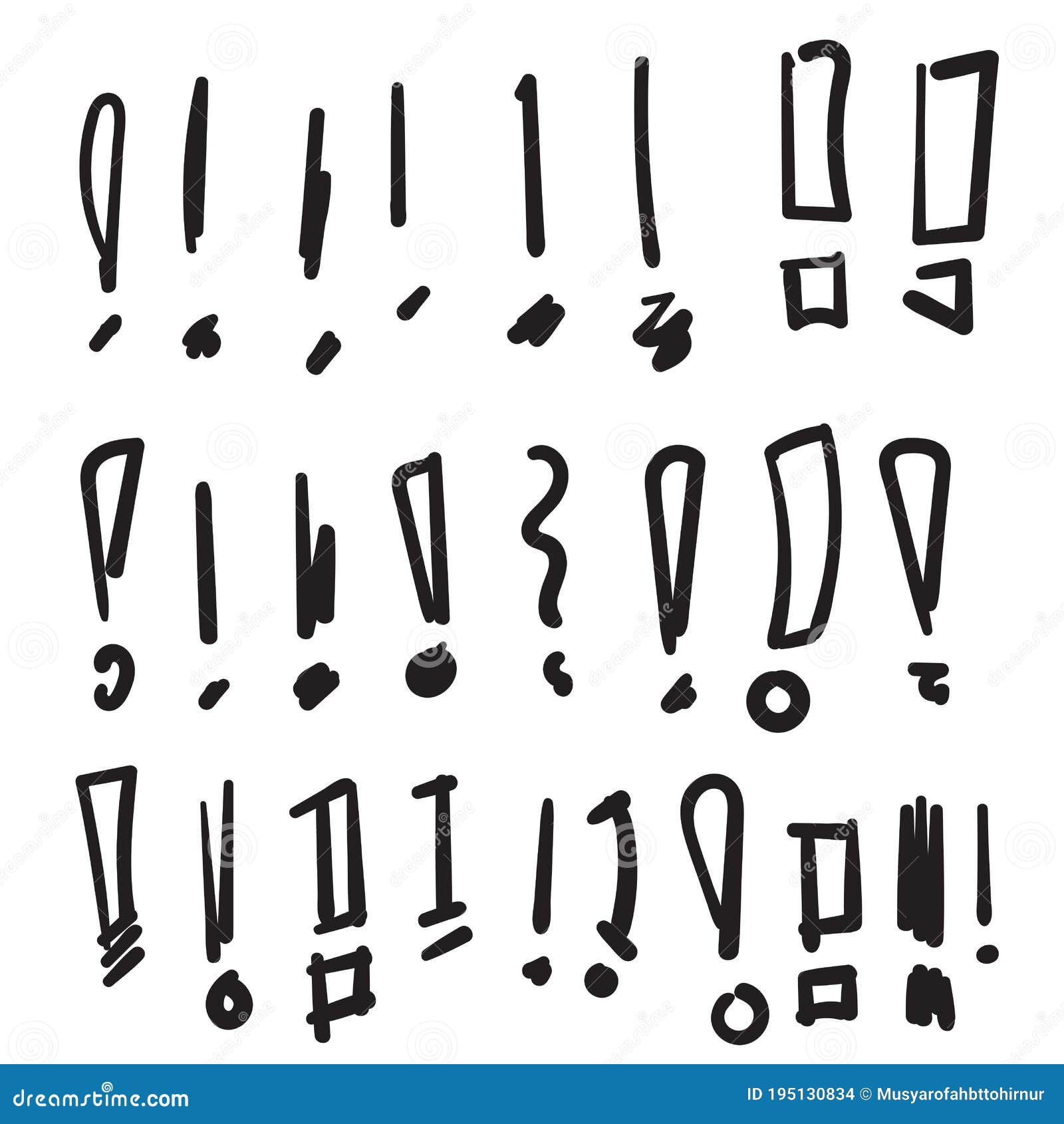 Doodle Exclamation Point And Question Sign Mark Set. Hand Drawn Sketch ...