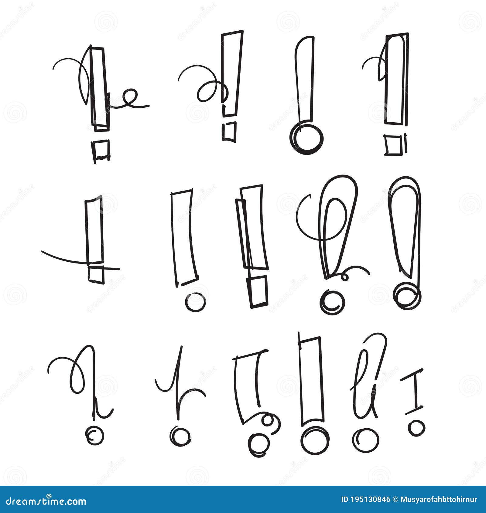 Doodle Exclamation Point And Question Sign Mark Set. Hand Drawn Sketch ...