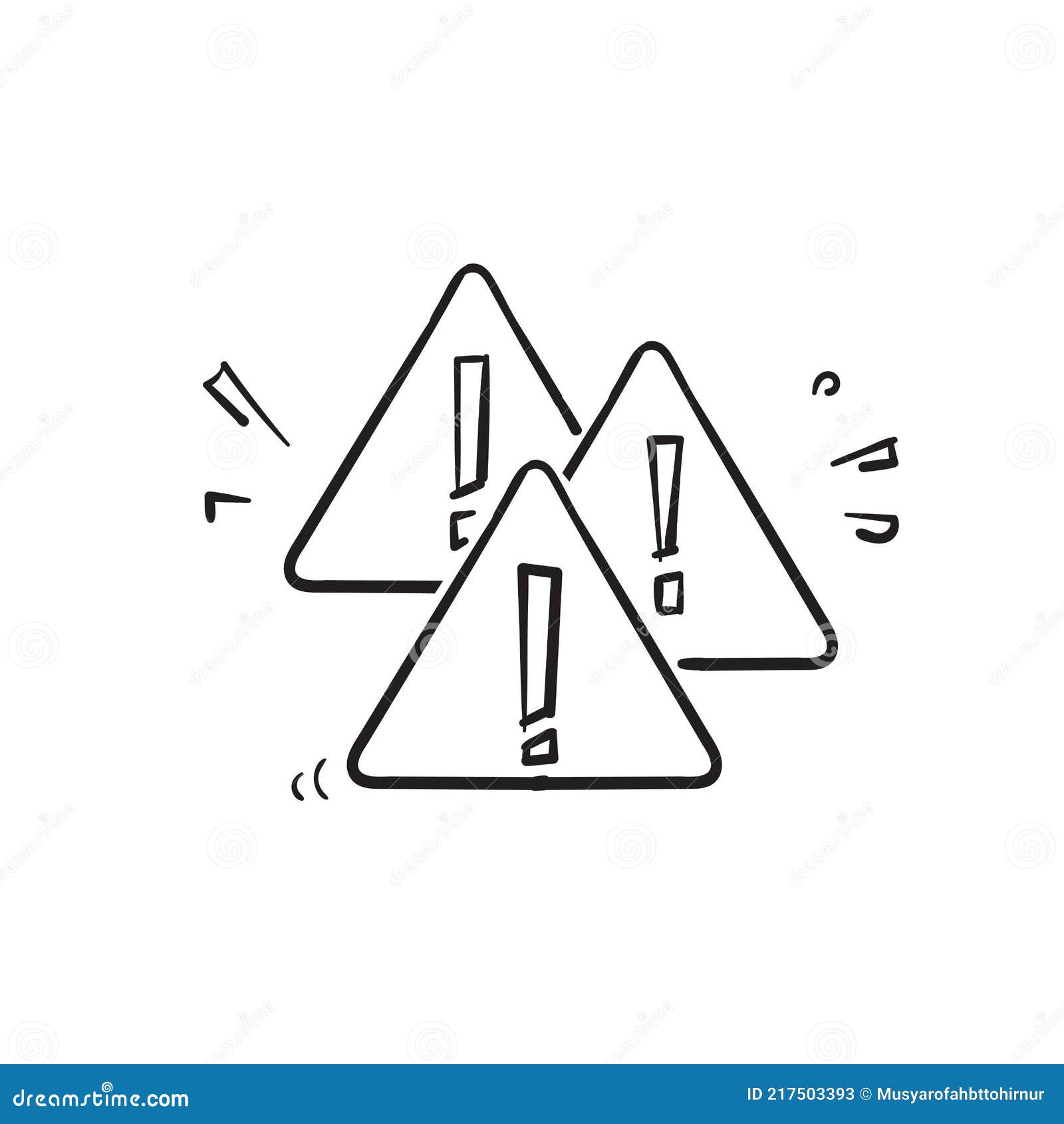 Hand Drawn Doodle Exclamation and Triangle Symbol for Warning Icon ...