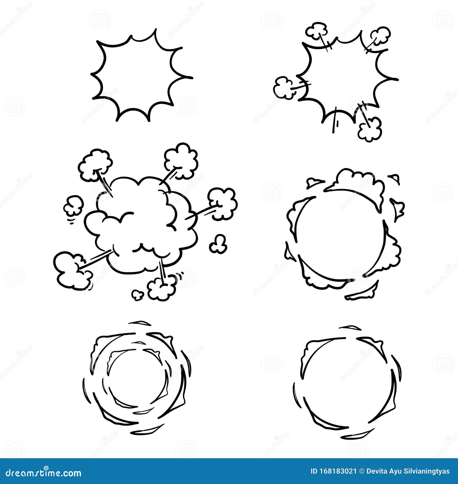 Hand Drawn Doodle Explosion Animation. Exploding Effect Frames ...