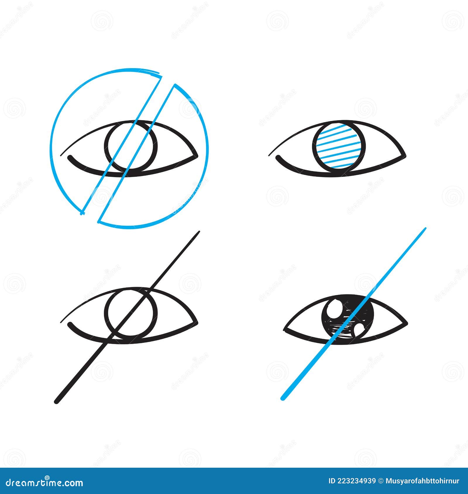 Hand Drawn Doodle Eyes Symbol for Sensitive Content Illustration Vector ...