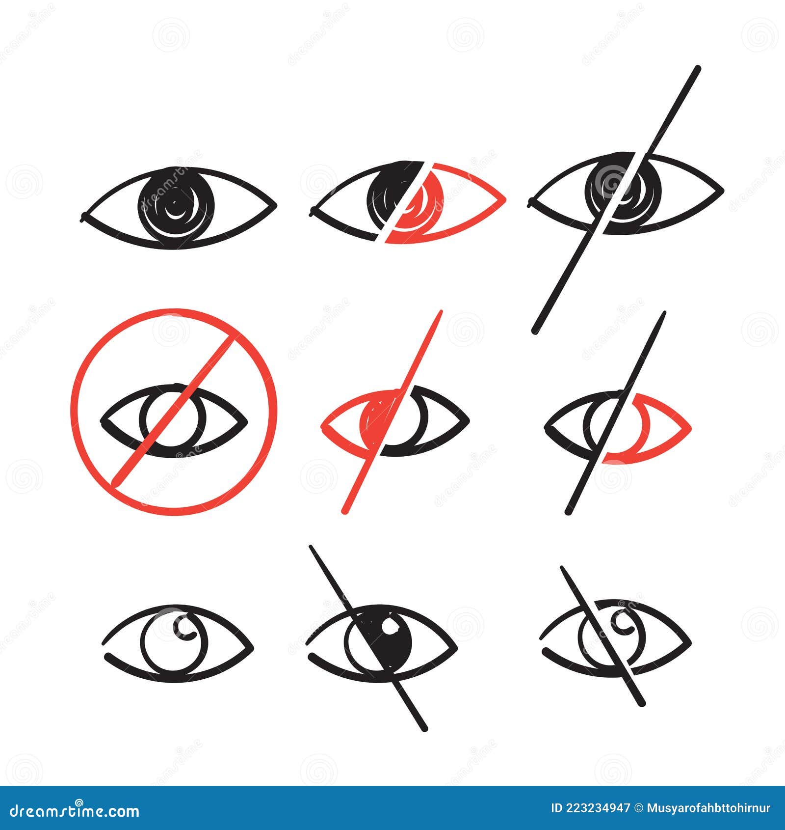 Hand Drawn Doodle Eyes Symbol for Sensitive Content Illustration Vector ...