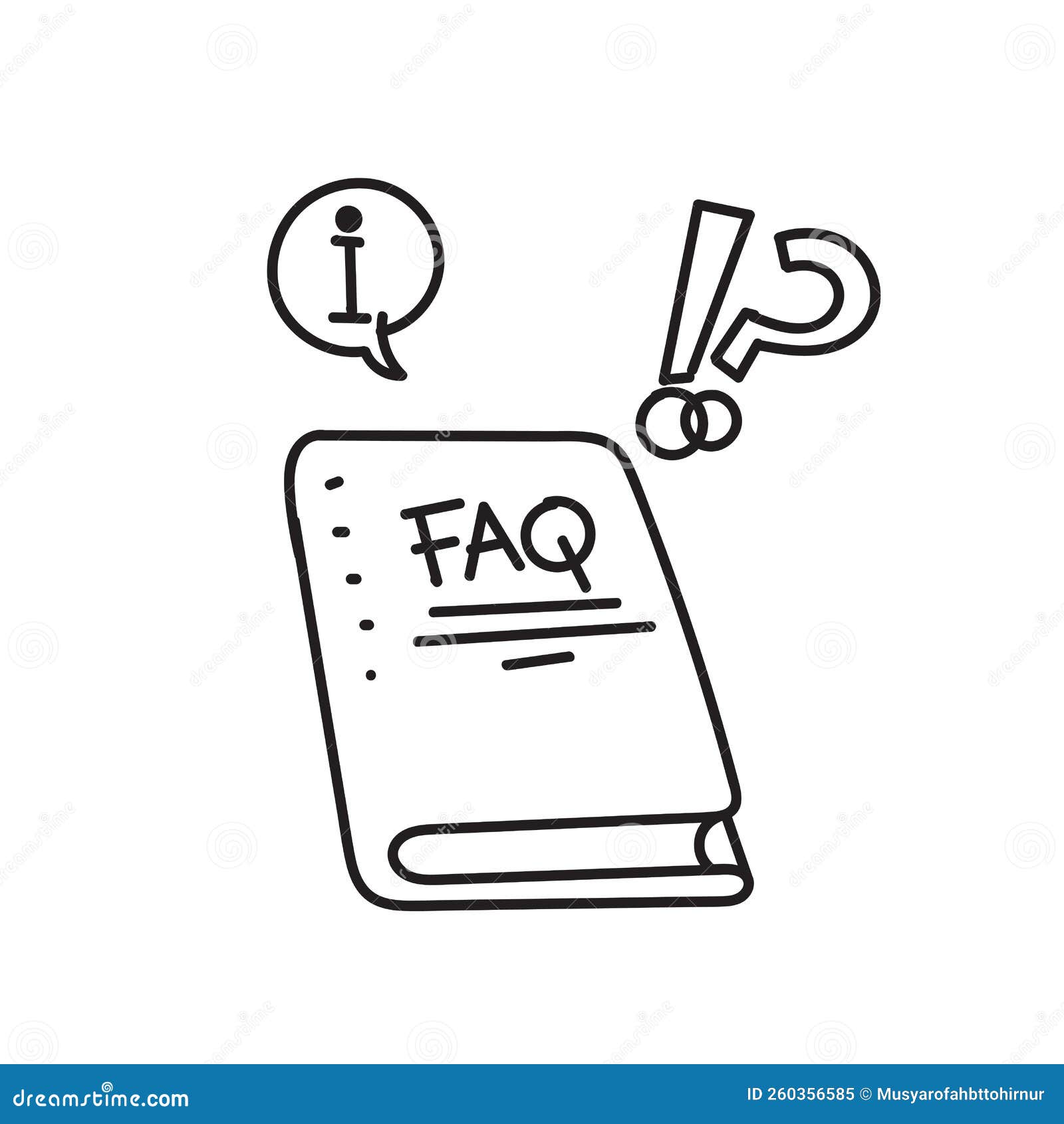 Hand Drawn Doodle Faq Manual Book Illustration Vector Stock Vector ...