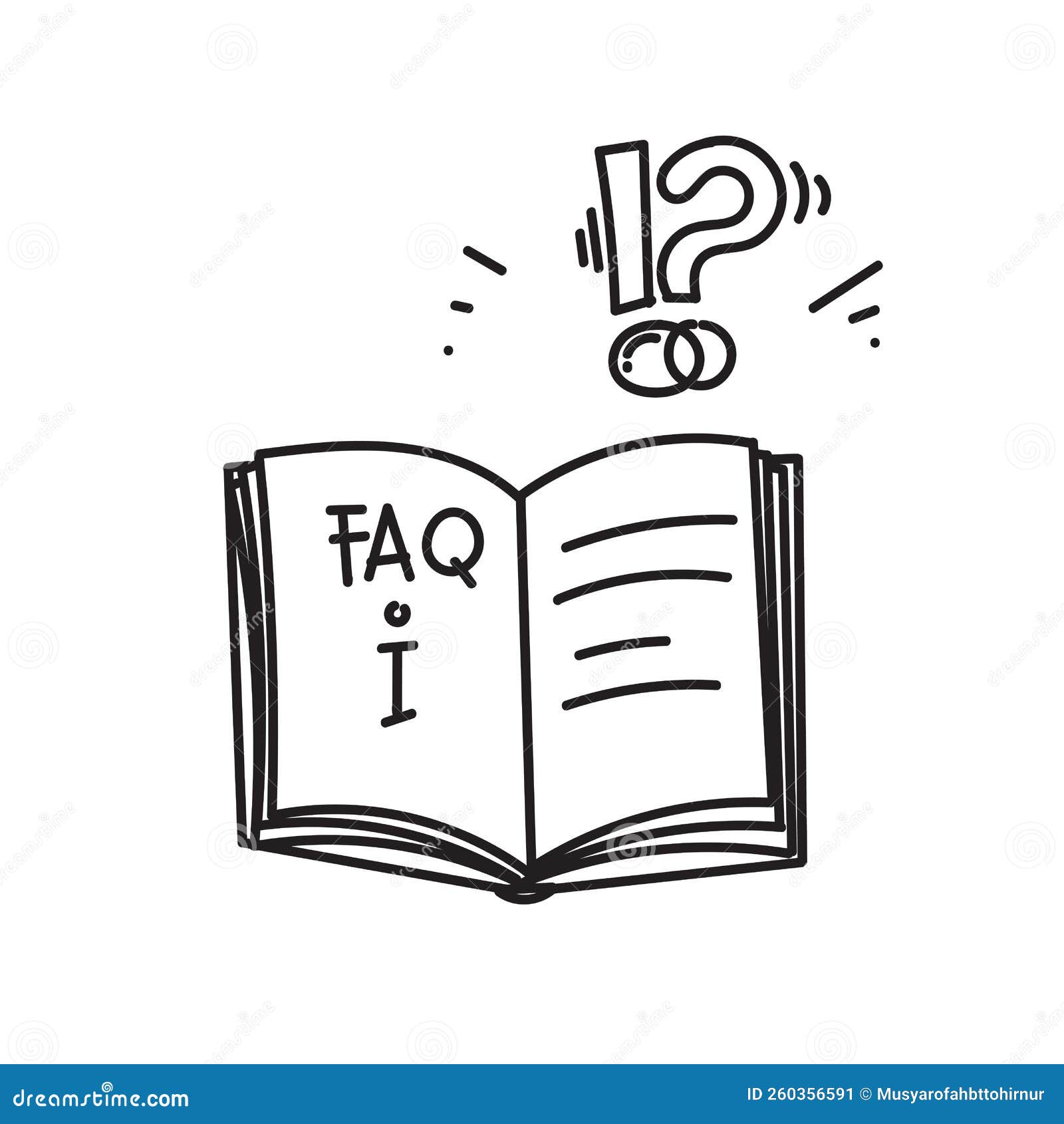 Hand Drawn Doodle Faq Manual Book Illustration Vector Stock Vector ...