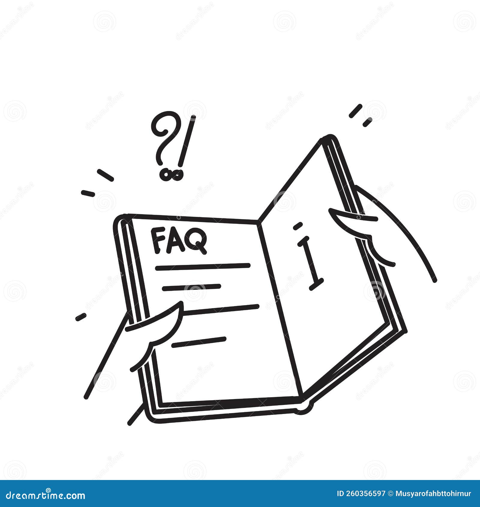 Hand Drawn Doodle Faq Manual Book Illustration Vector Stock Vector ...