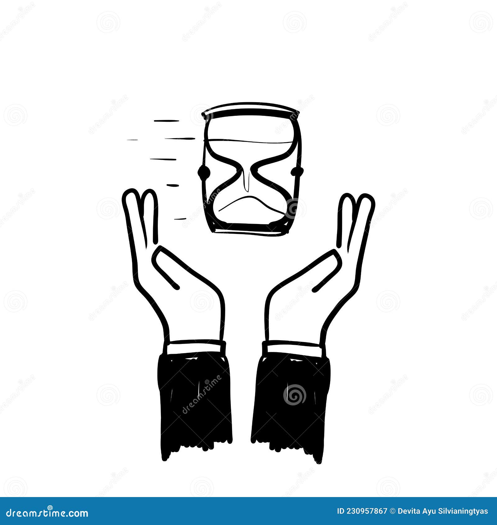 Hand Drawn Doodle Fast Clock on Hand Symbol for Time Value Icon ...