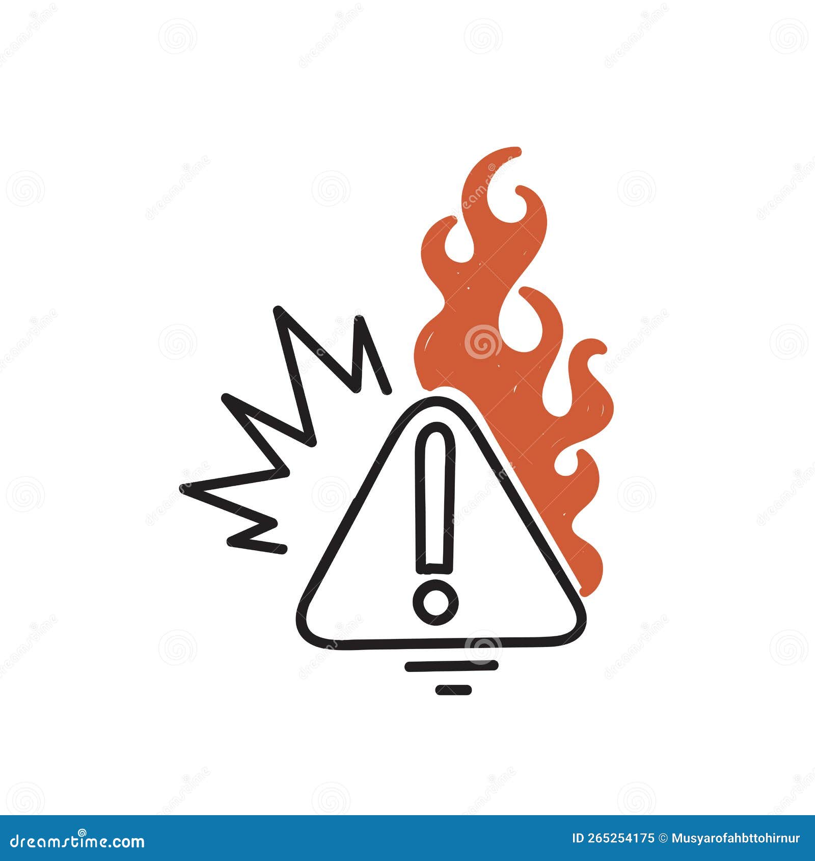 Hand Drawn Doodle Fire Warning Sign Illustration Stock Vector ...