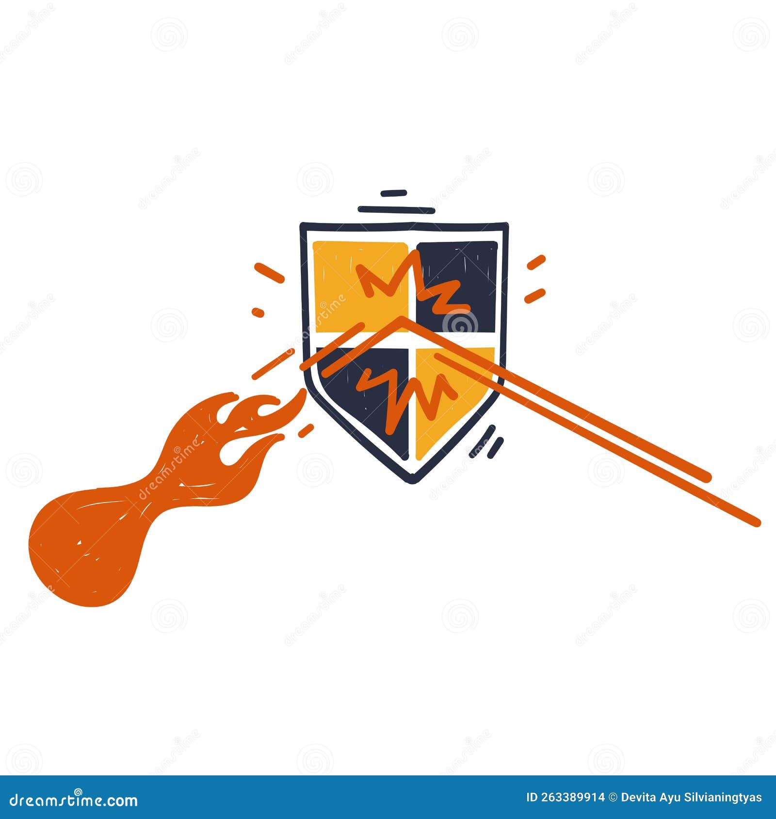 Hand Drawn Doodle Fireproof Shield Illustration Vector Stock Vector ...