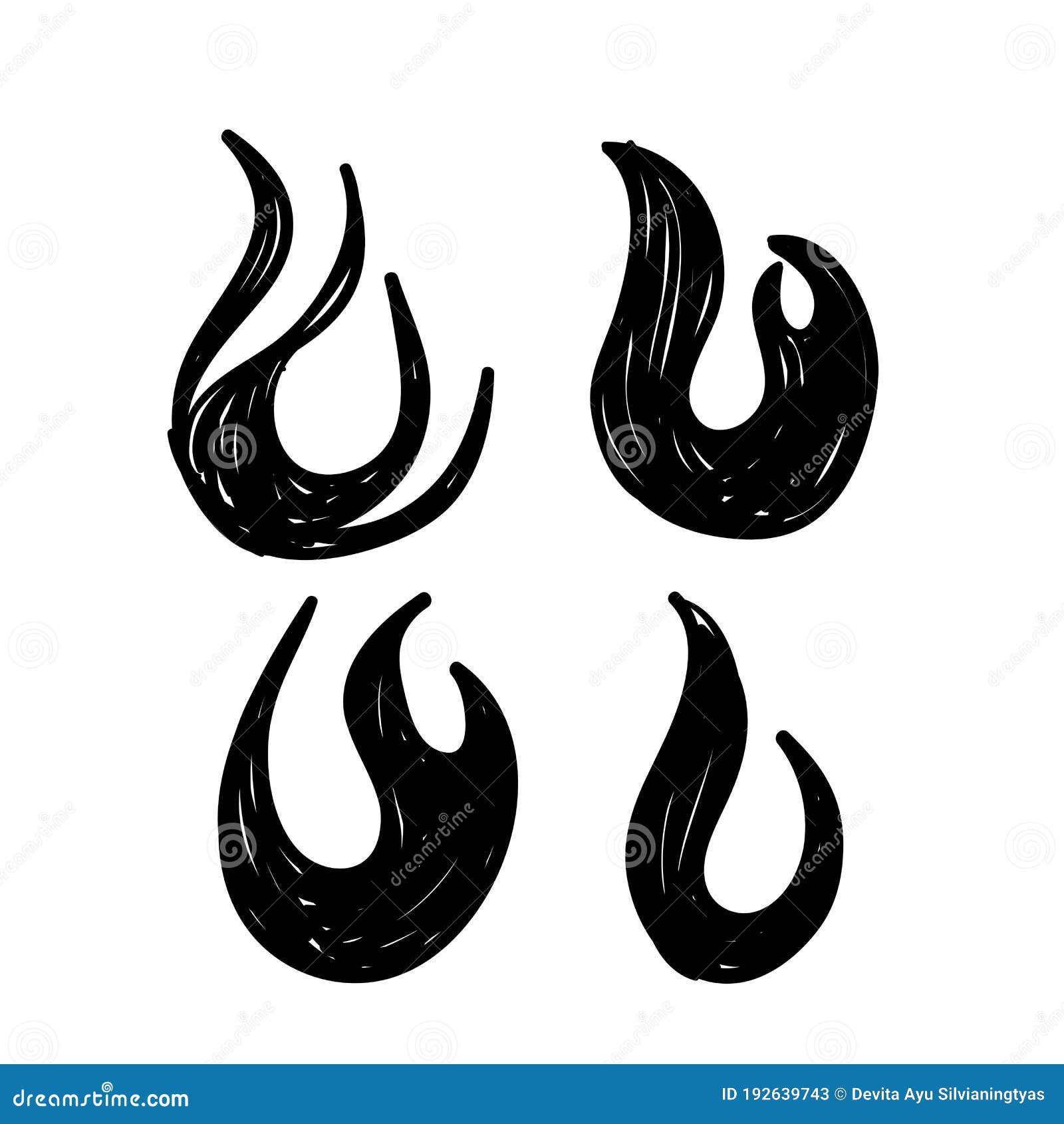 Hand Drawn Doodle Flame Fire Icon Illustration Vector Stock Vector ...